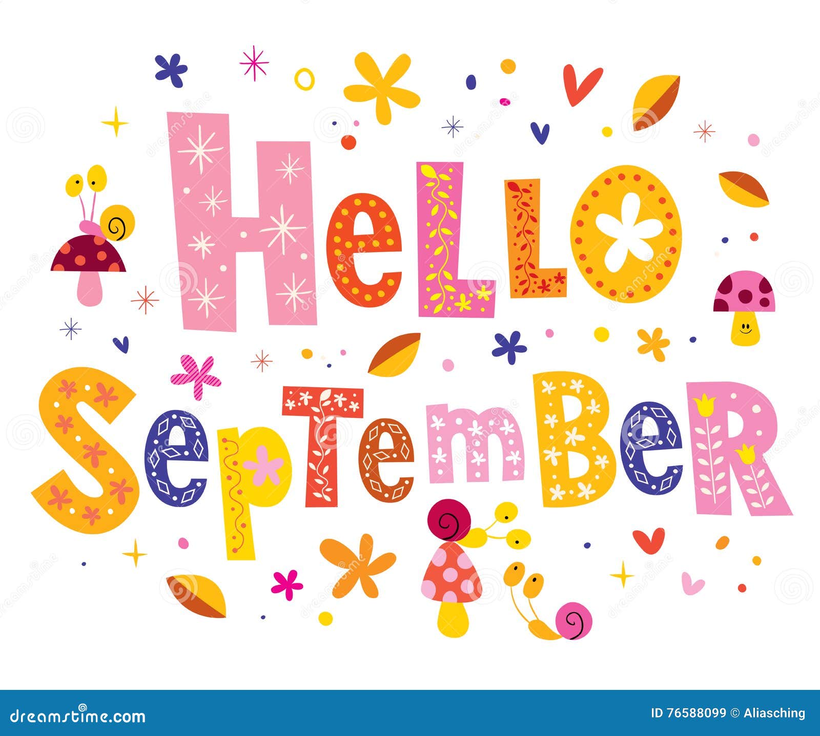 Hello September vector illustratie. Illustration of paddestoel - 76588099