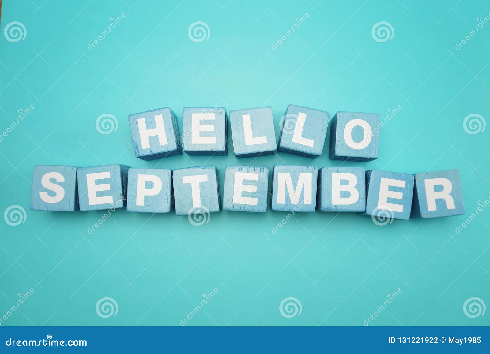 Hello September Alphabet Letters on Blue Background Stock Photo - Image ...