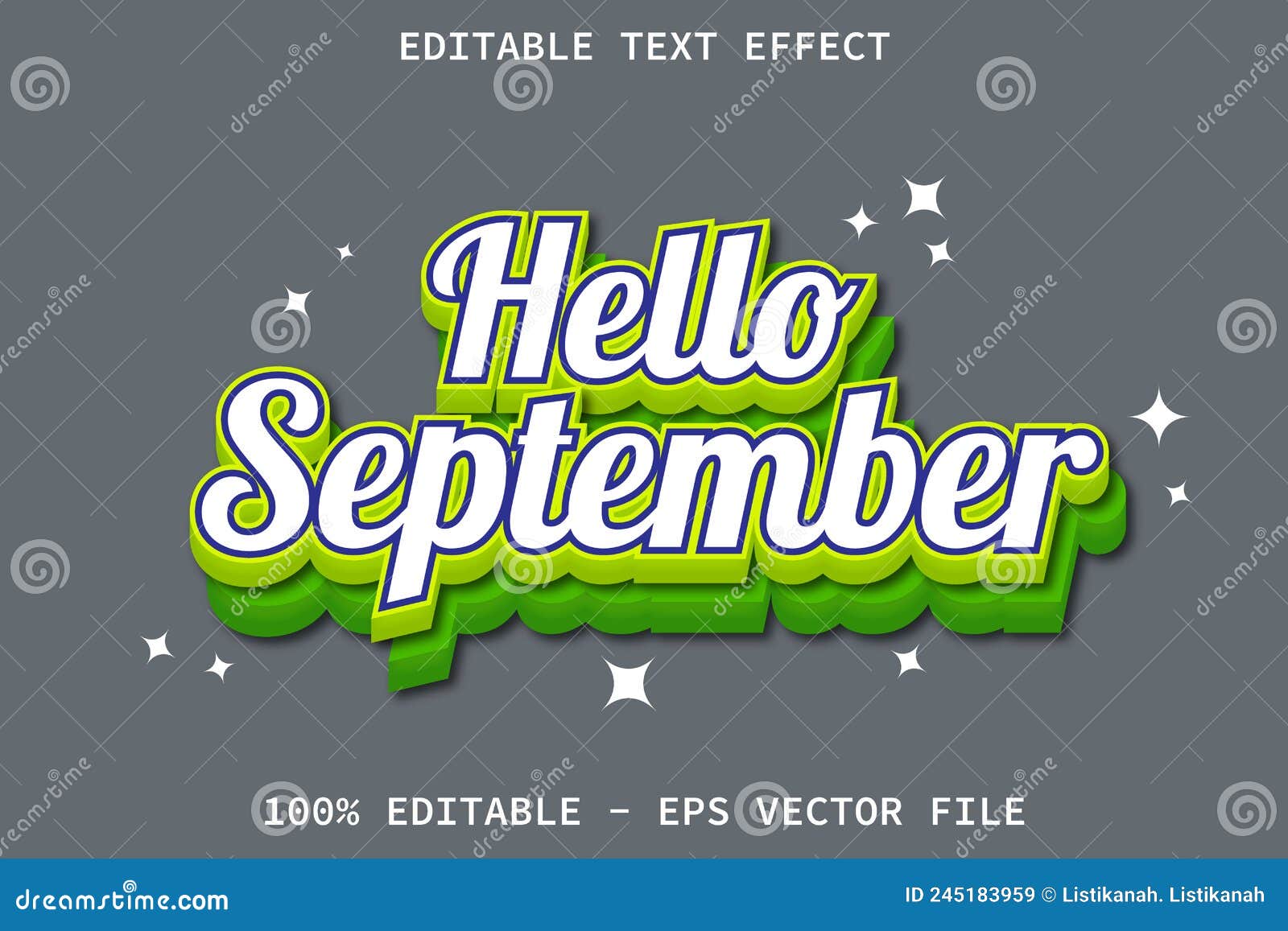 Hello September with Cartoon Emboss Style Editable Text Effect Stock ...