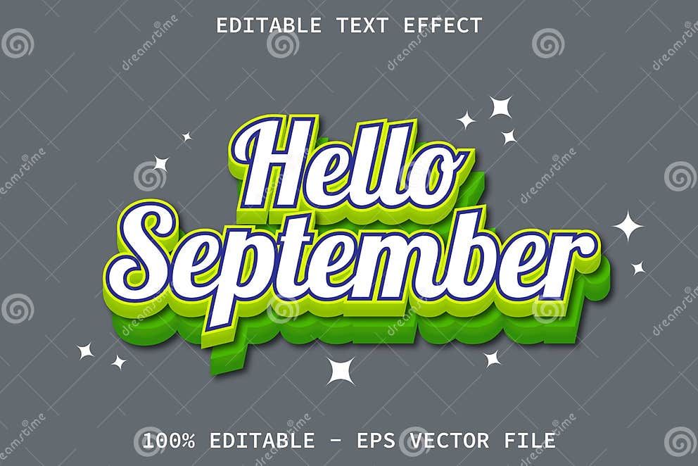Hello September with Cartoon Emboss Style Editable Text Effect Stock ...