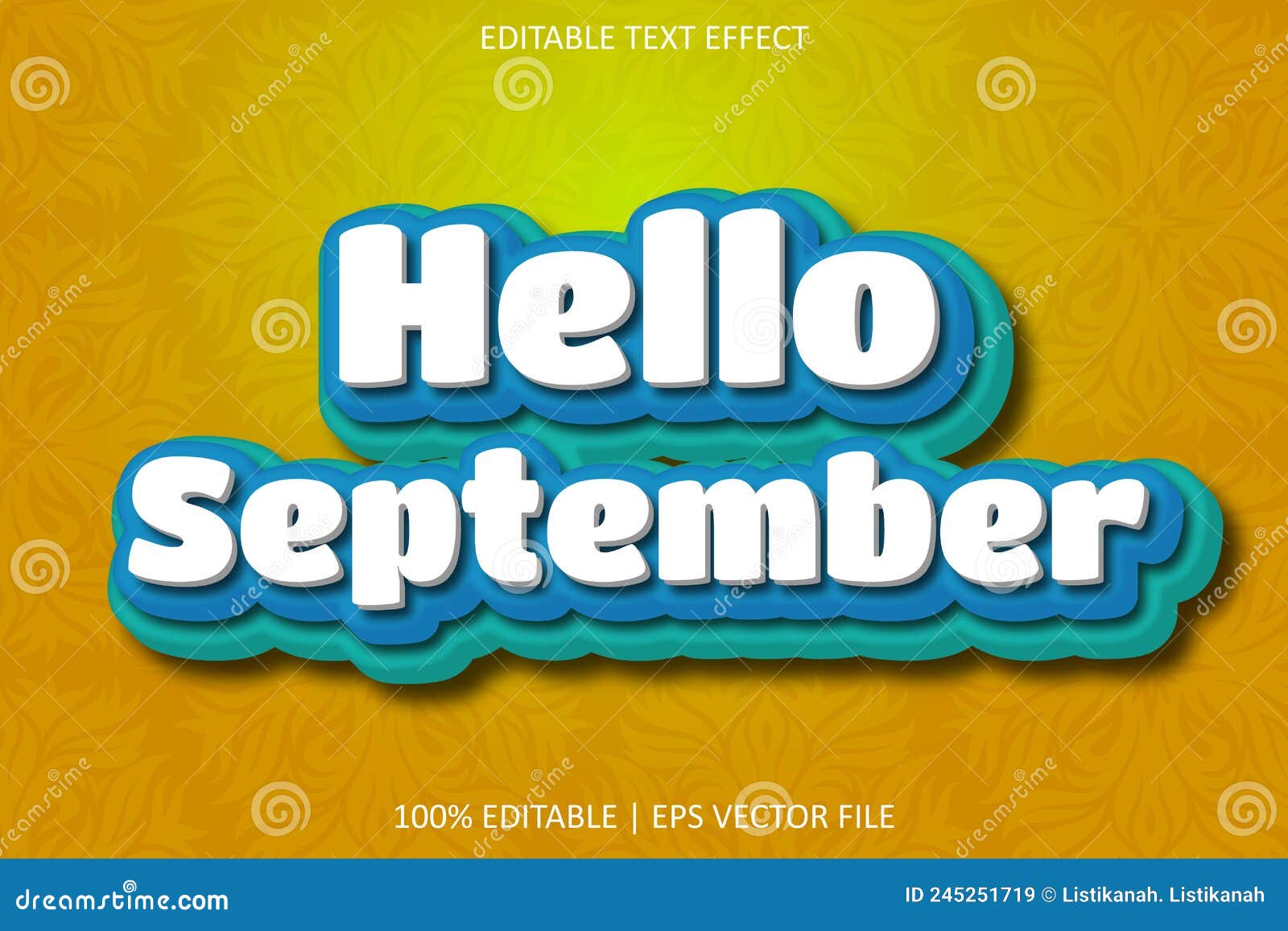 Hello September with Cartoon Emboss Style Editable Text Effect Stock ...