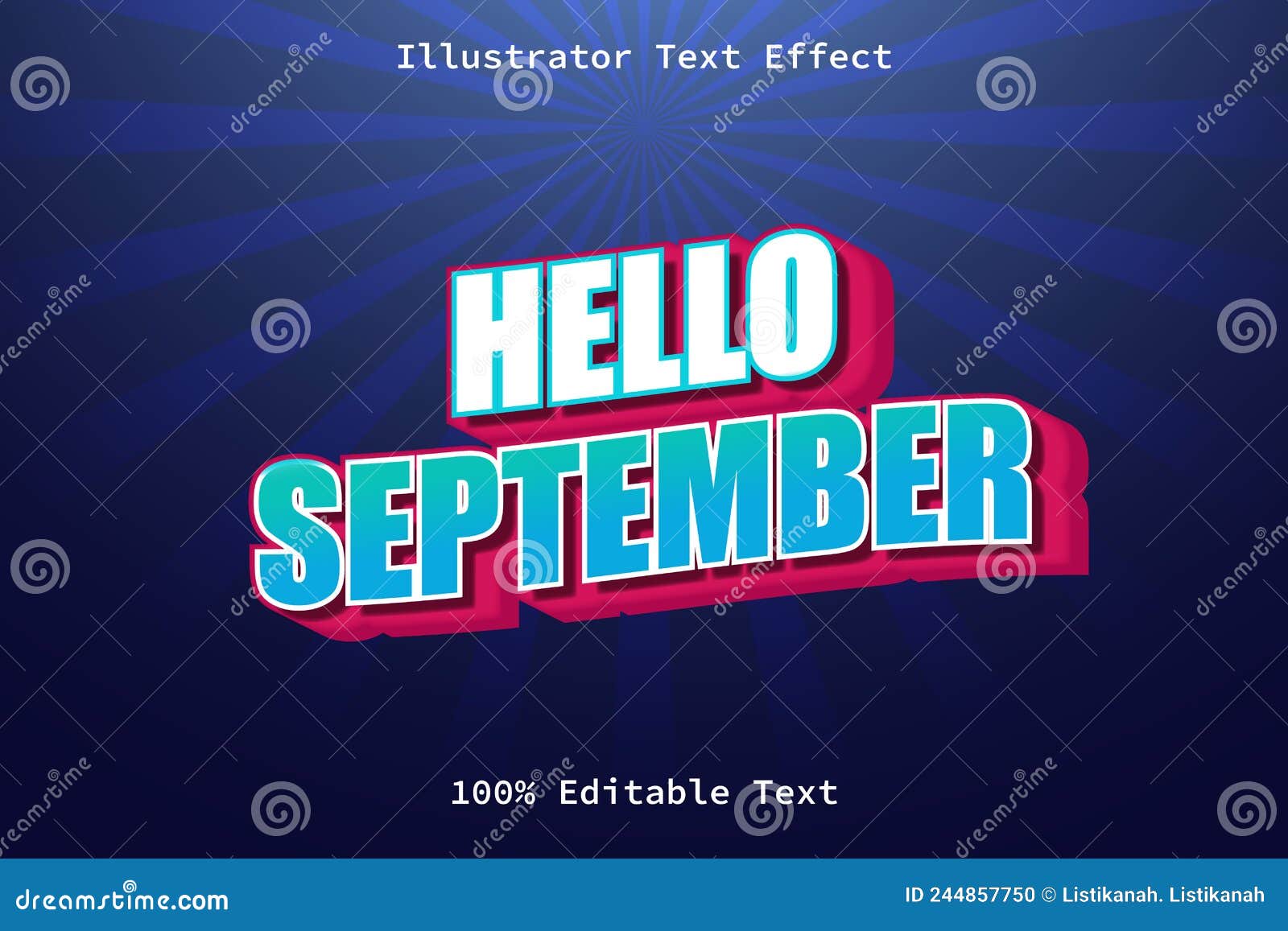 Hello September Cartoon Style Editable Text Effect Stock Vector ...