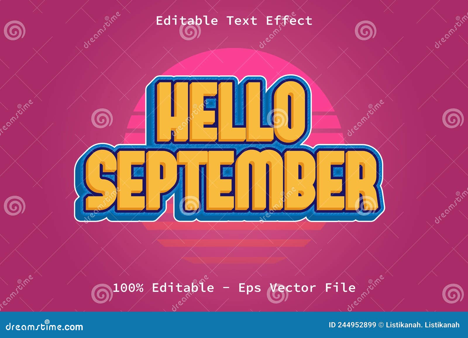 Hello September with Cartoon Style Editable Text Effect Stock Vector ...