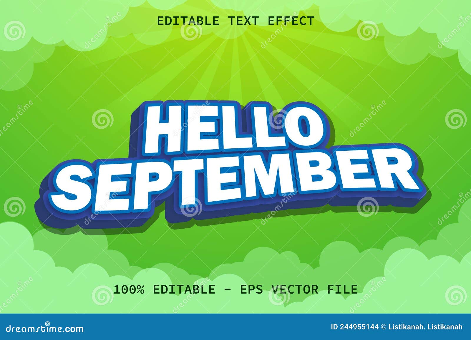 Hello September with Cartoon Style Editable Text Effect Stock Vector ...