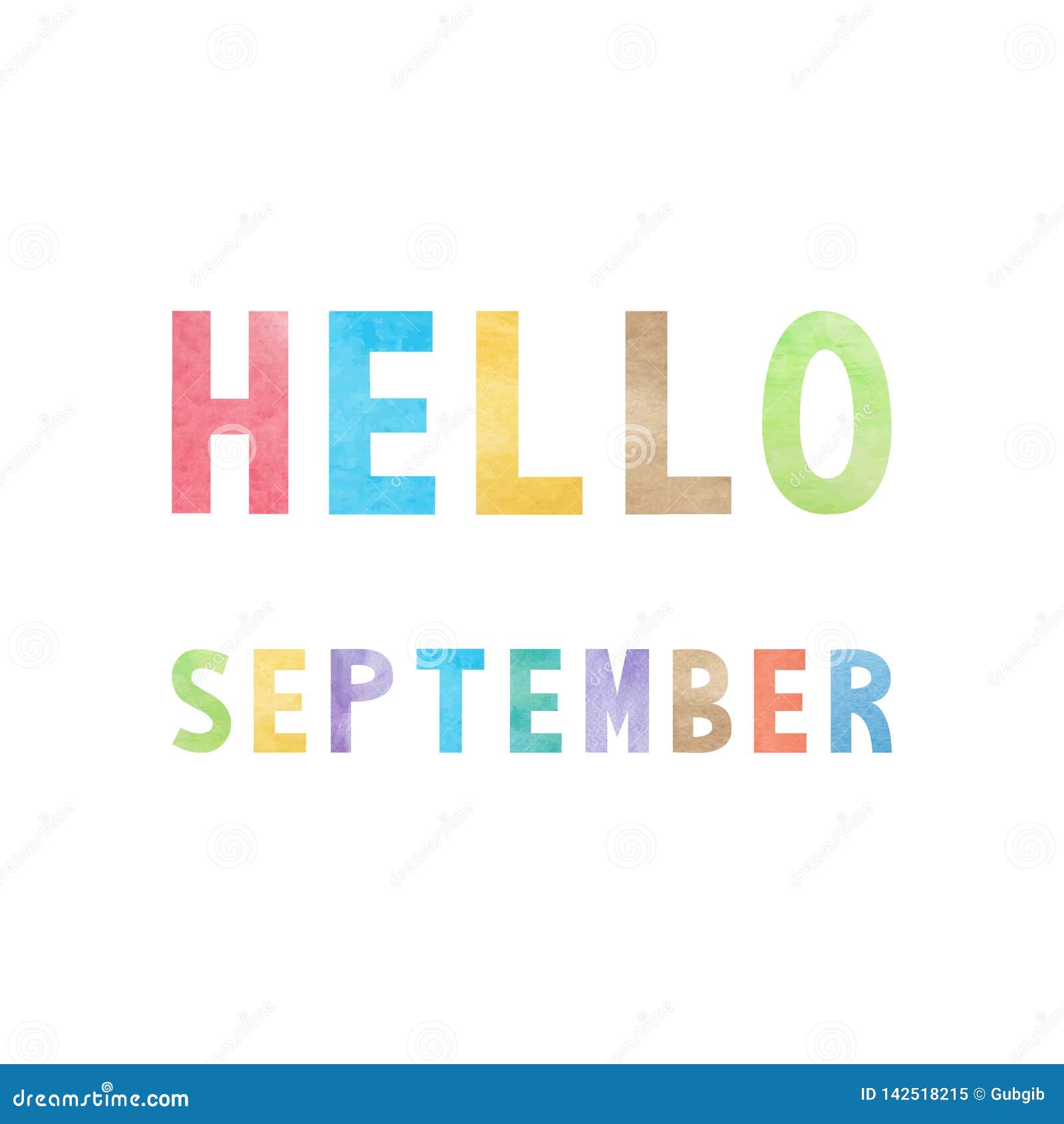 Hello September with Colorful Watercolor Stock Vector - Illustration of ...