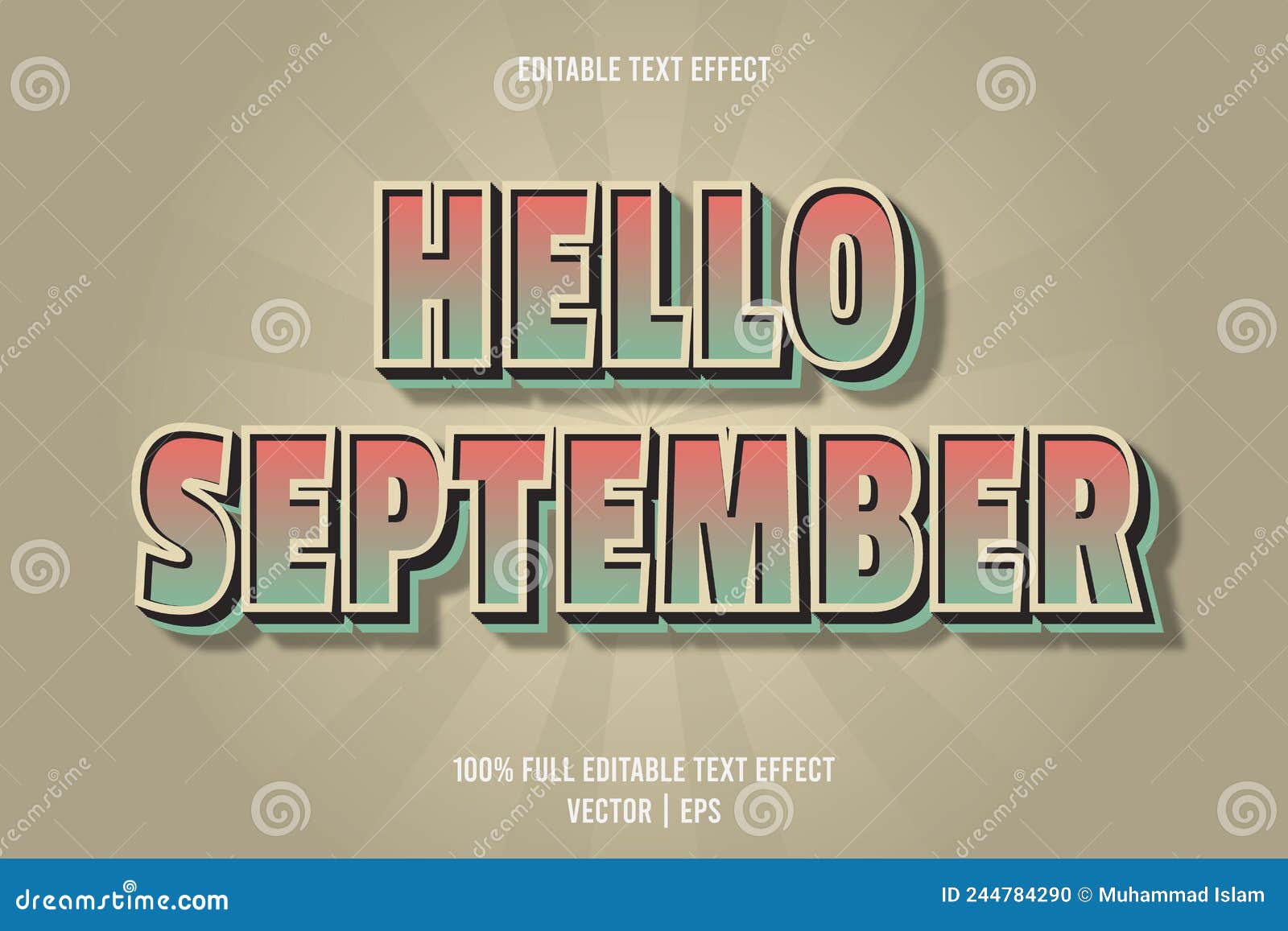Hello September Editable Text Effect 3 Dimension Emboss Cartoon Style ...