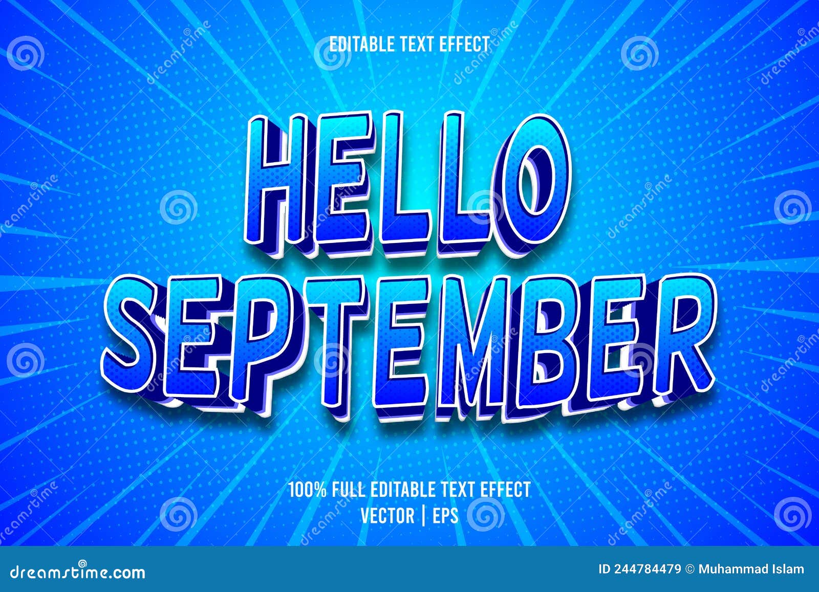 Hello September Editable Text Effect 3 Dimension Emboss Cartoon Style ...