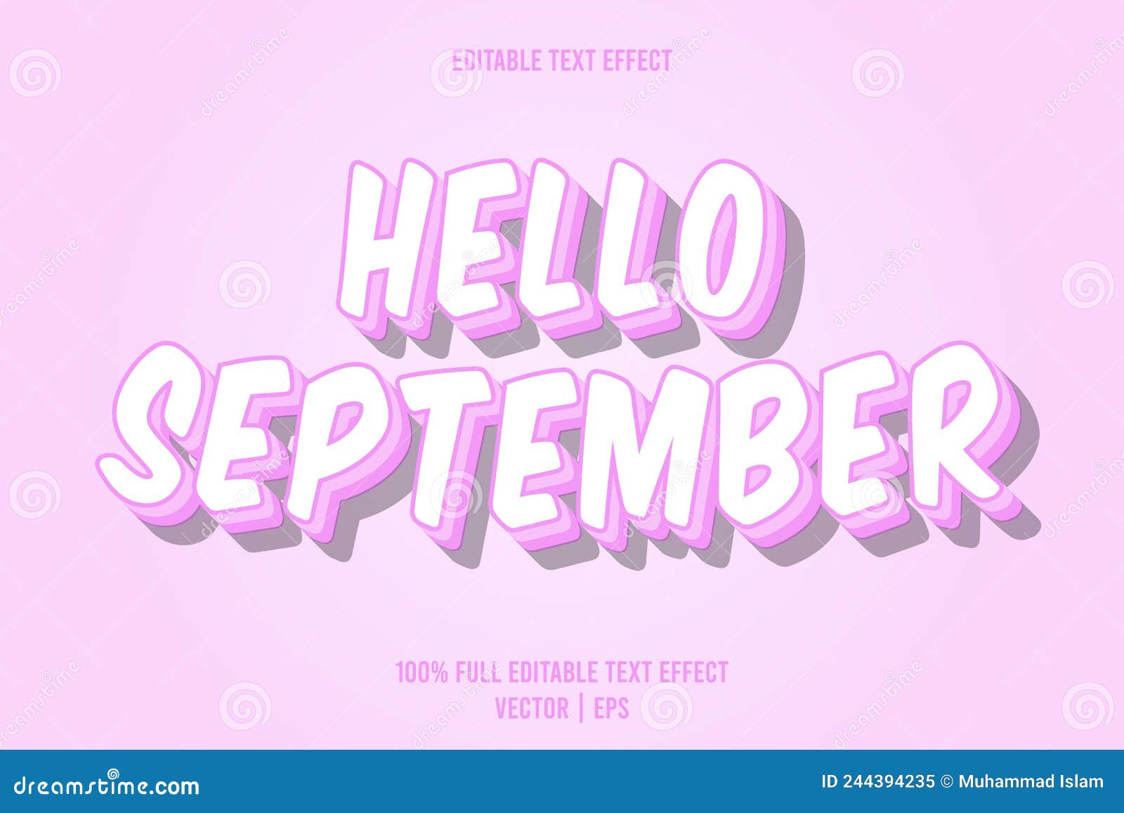 Hello September Editable Text Effect 3 Dimension Emboss Cartoon Style ...