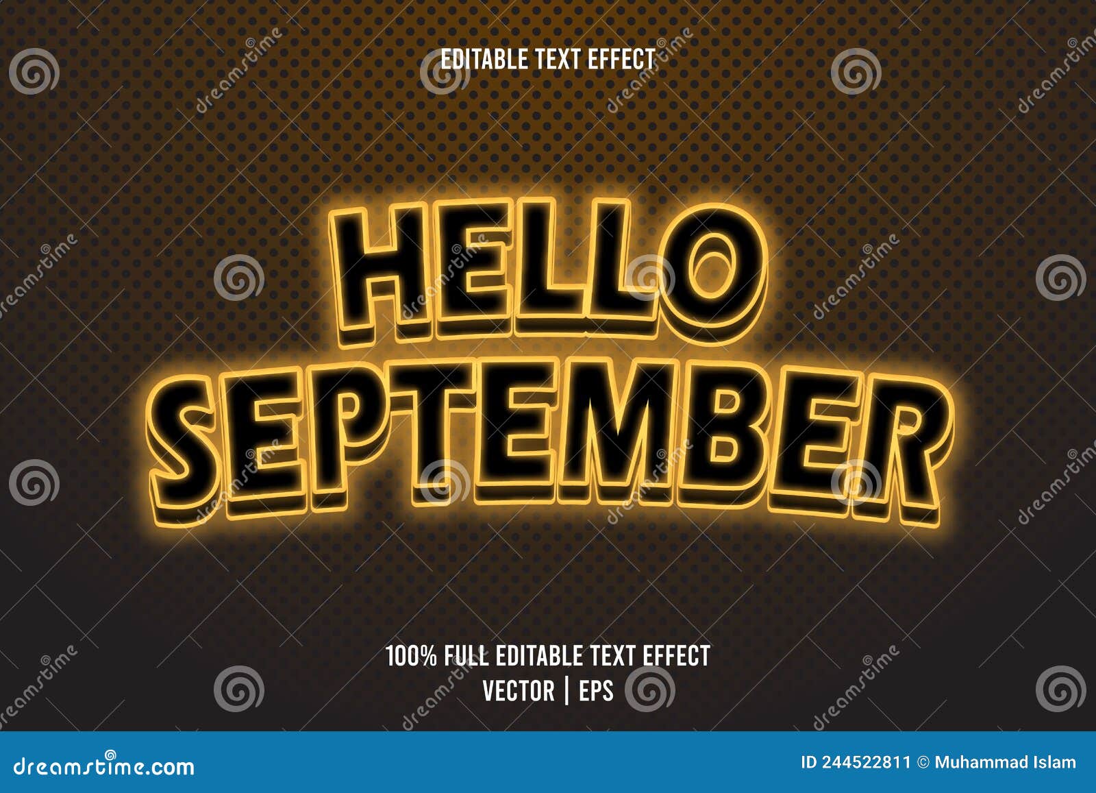 Hello September Editable Text Effect 3 Dimension Emboss Neon Style ...