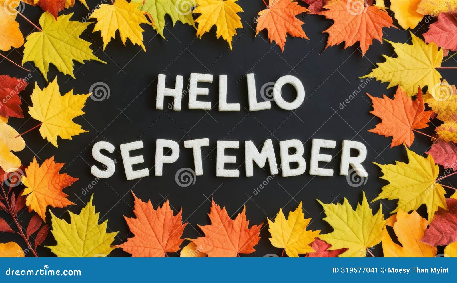 Hello September Greeting Card Stock Illustration - Illustration of ...
