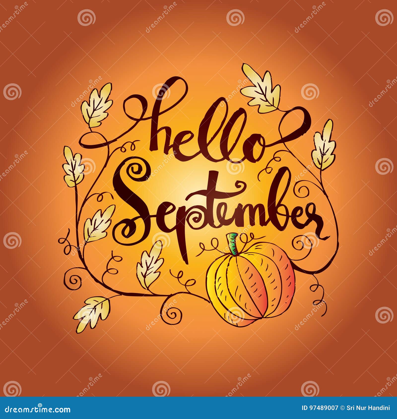 Hello September stock illustration. Illustration of autumn - 97489007