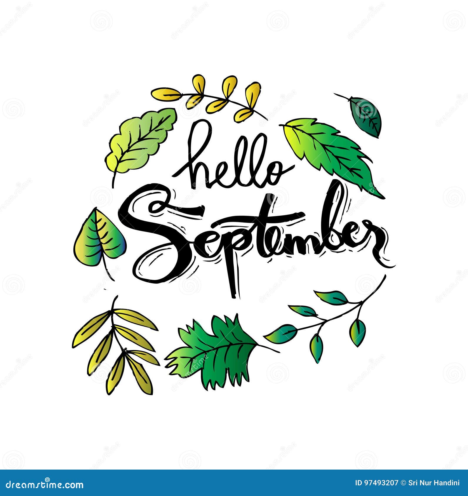 Hello September stock illustration. Illustration of decoration - 97493207