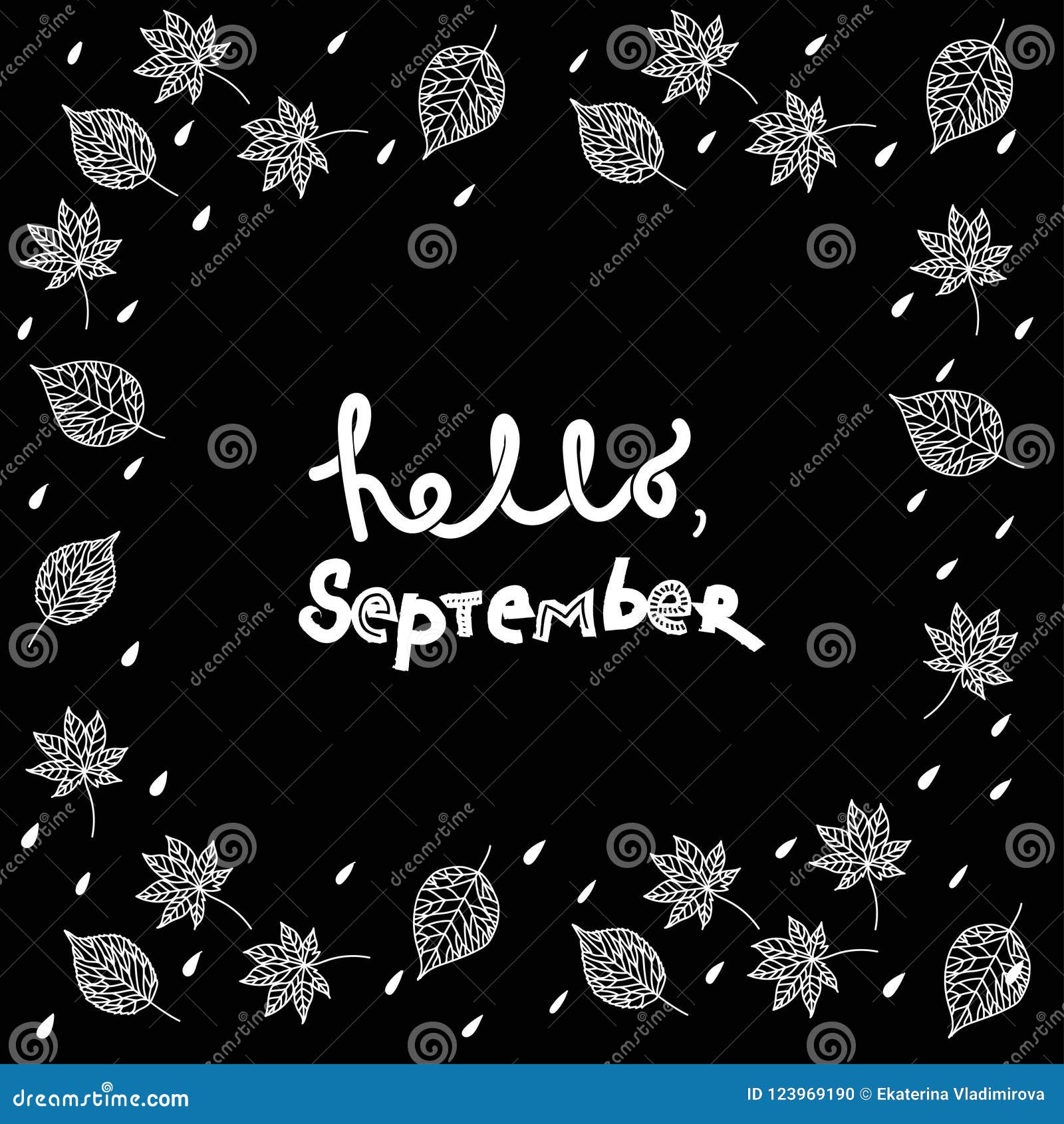 Hello, September Hand Lettering Text. Handmade Vector Calligraphy ...