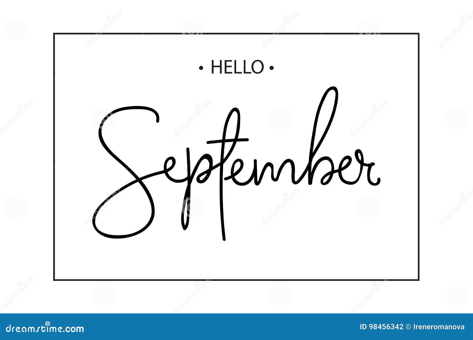 Hello September Lettering Print. Stock Vector - Illustration of ...