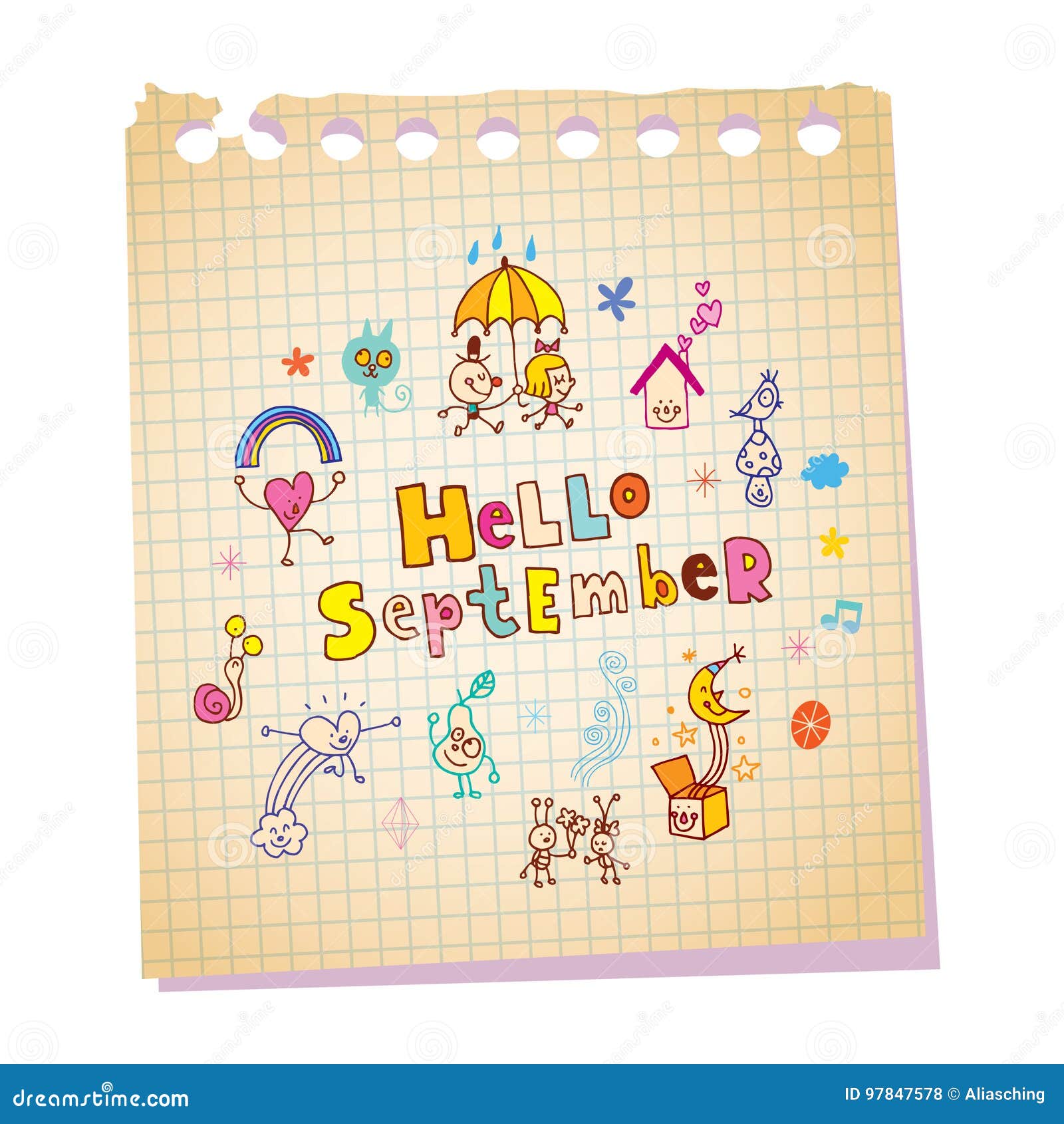 Hello September Poster With Leaves, Book, Paper And Pencil ...