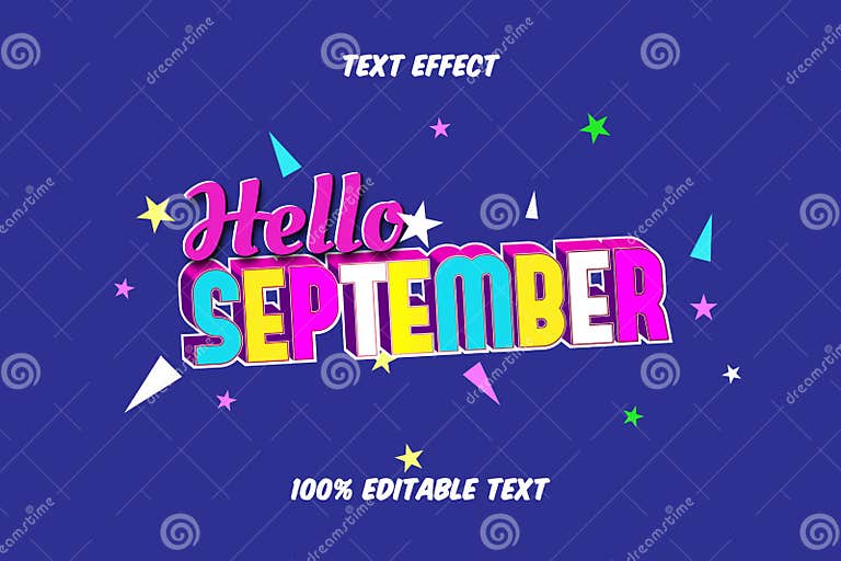 Hello September Pop Art Style Editable Text Effect Stock Vector ...