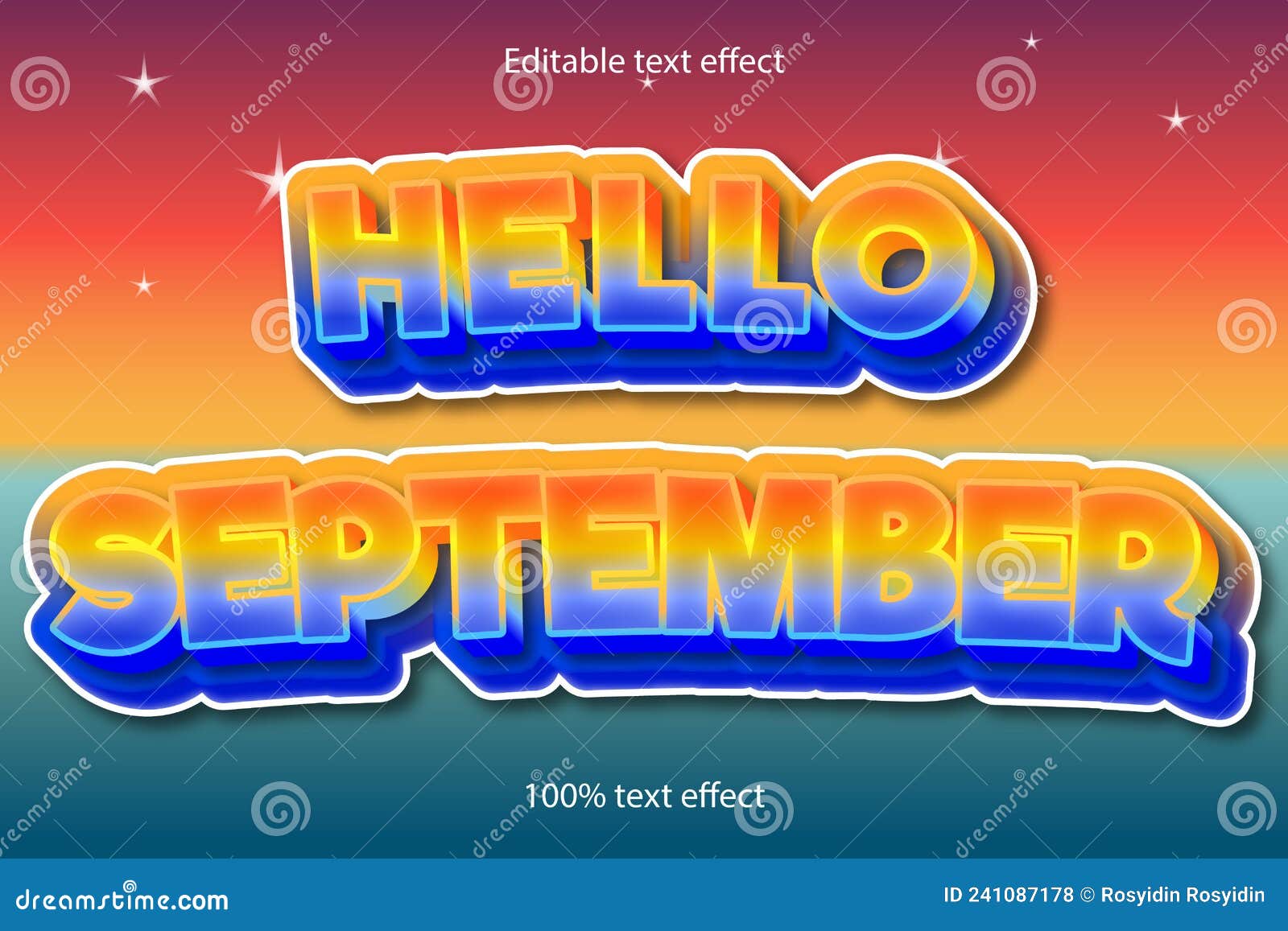 Hello September with Beautiful Color Text Effect Stock Vector ...