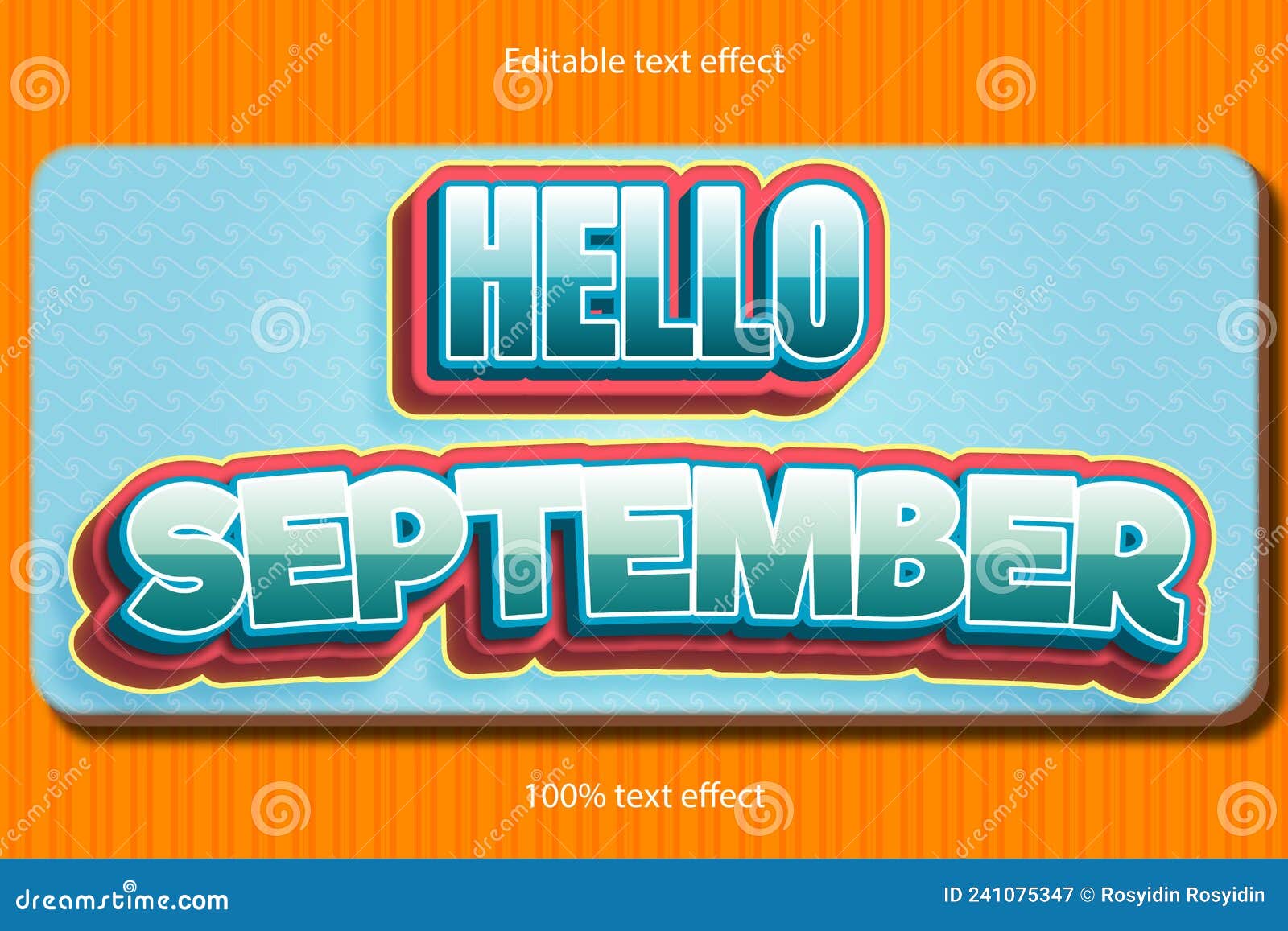 Hello September with Blue Text Color Text Effect Stock Vector ...