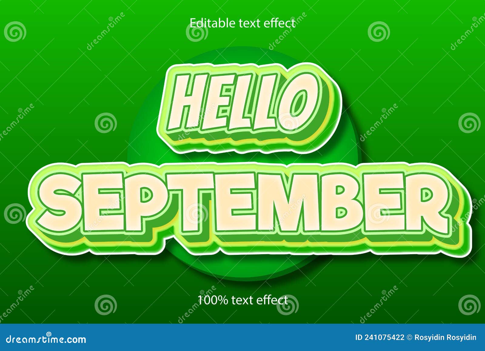 Hello September with Shadow Text and Green Background Color Text Effect ...