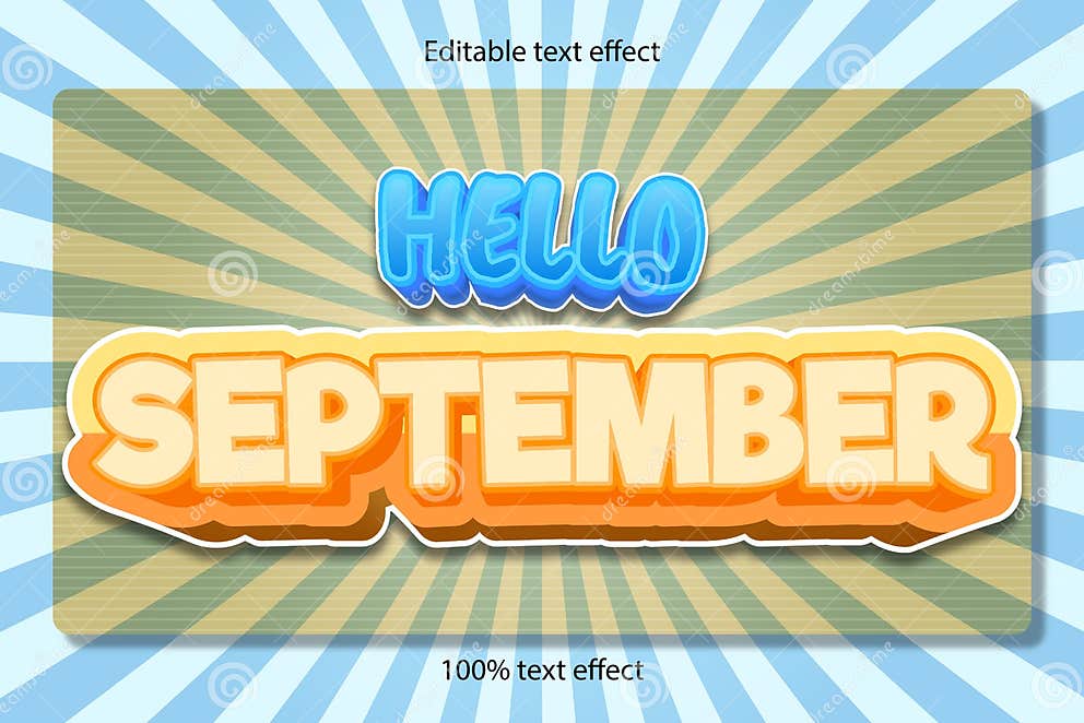 Hello September with Texture Background and Blue Color Text Effect ...
