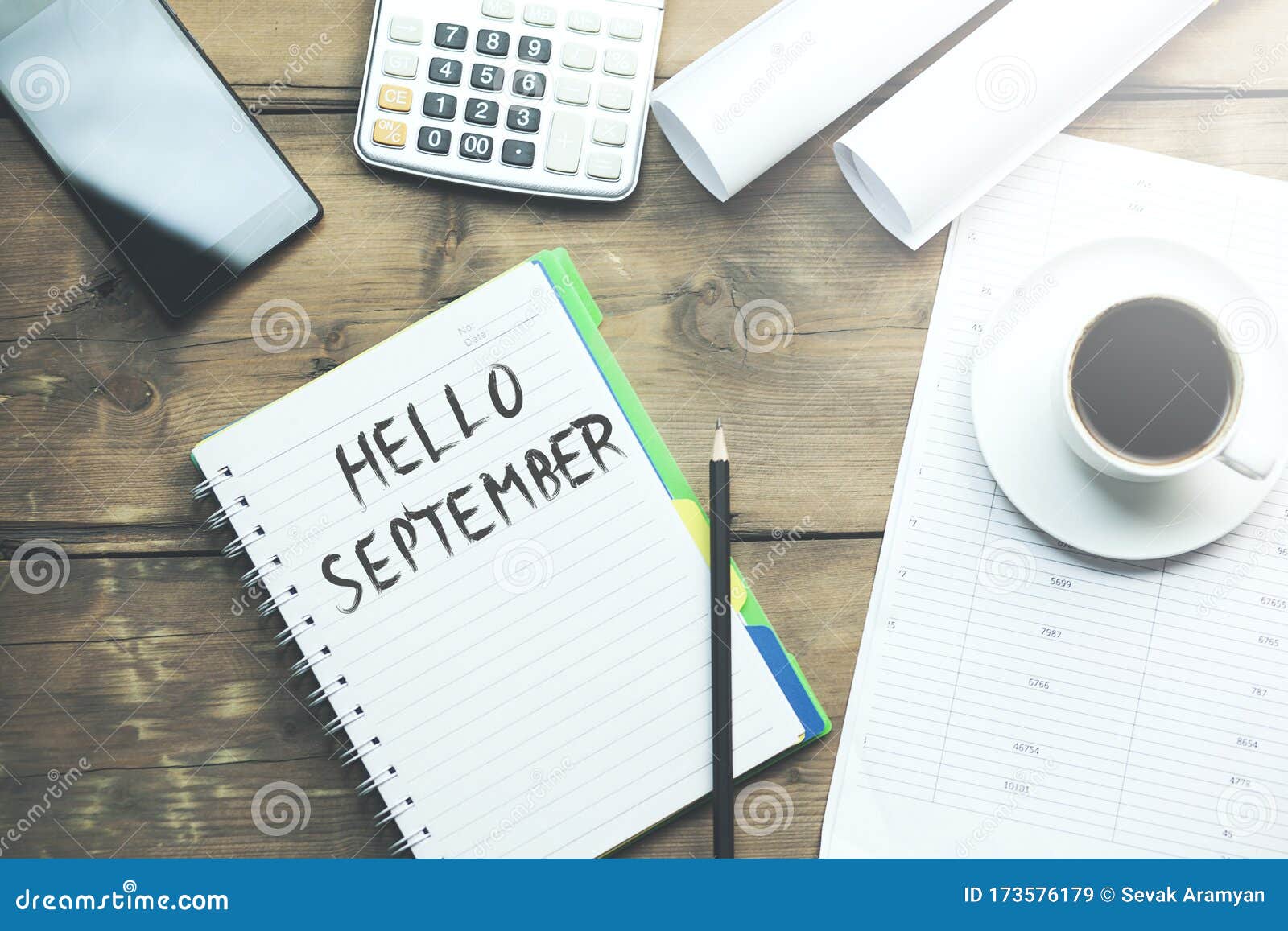 Hello September Text on Paper Stock Image - Image of wooden, document ...