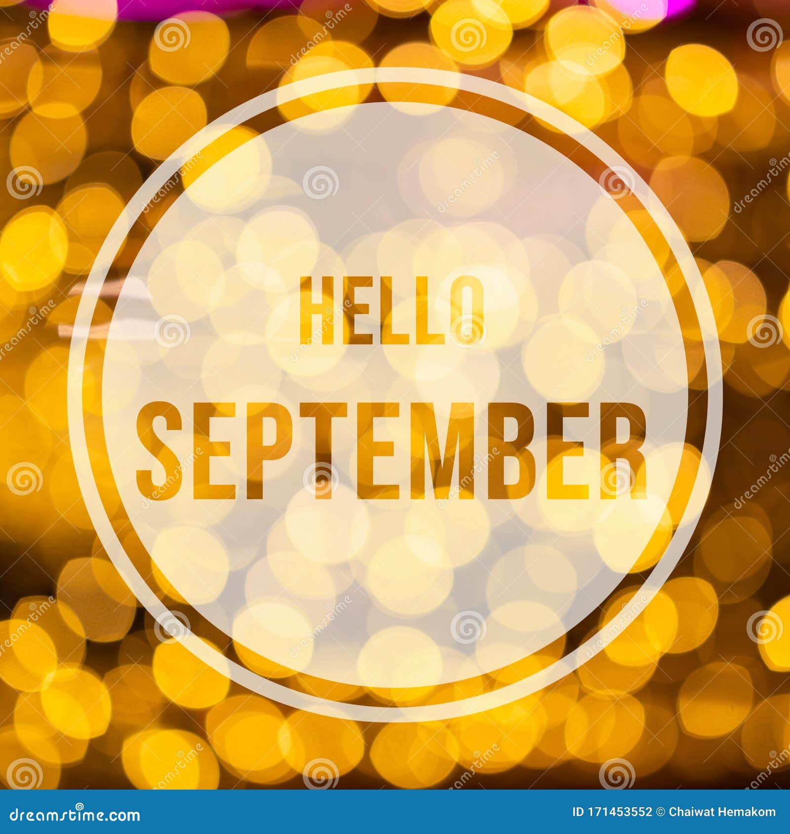 Hello September Words on Yellow Bokeh Background Stock Illustration ...