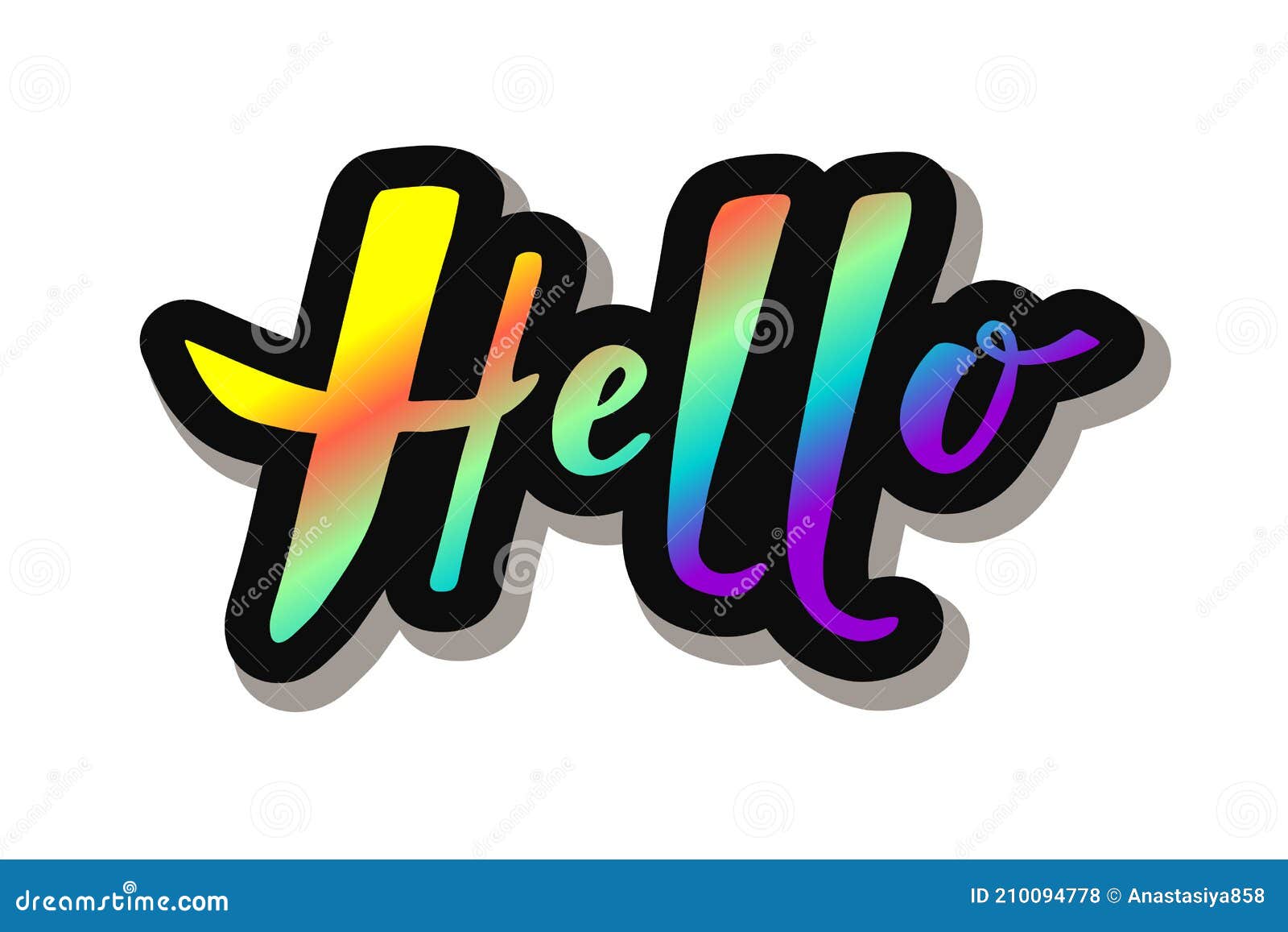 Hello. Handwritten Volumetric Inscription in Tie Dye Style Stock Vector ...