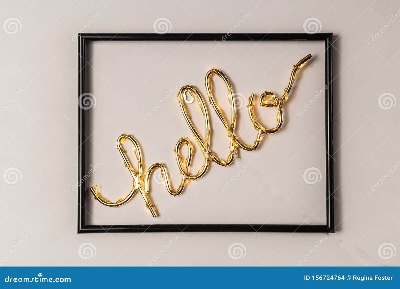 Hello Sign in Frame on Grey Surface Stock Photo - Image of calligraphic ...