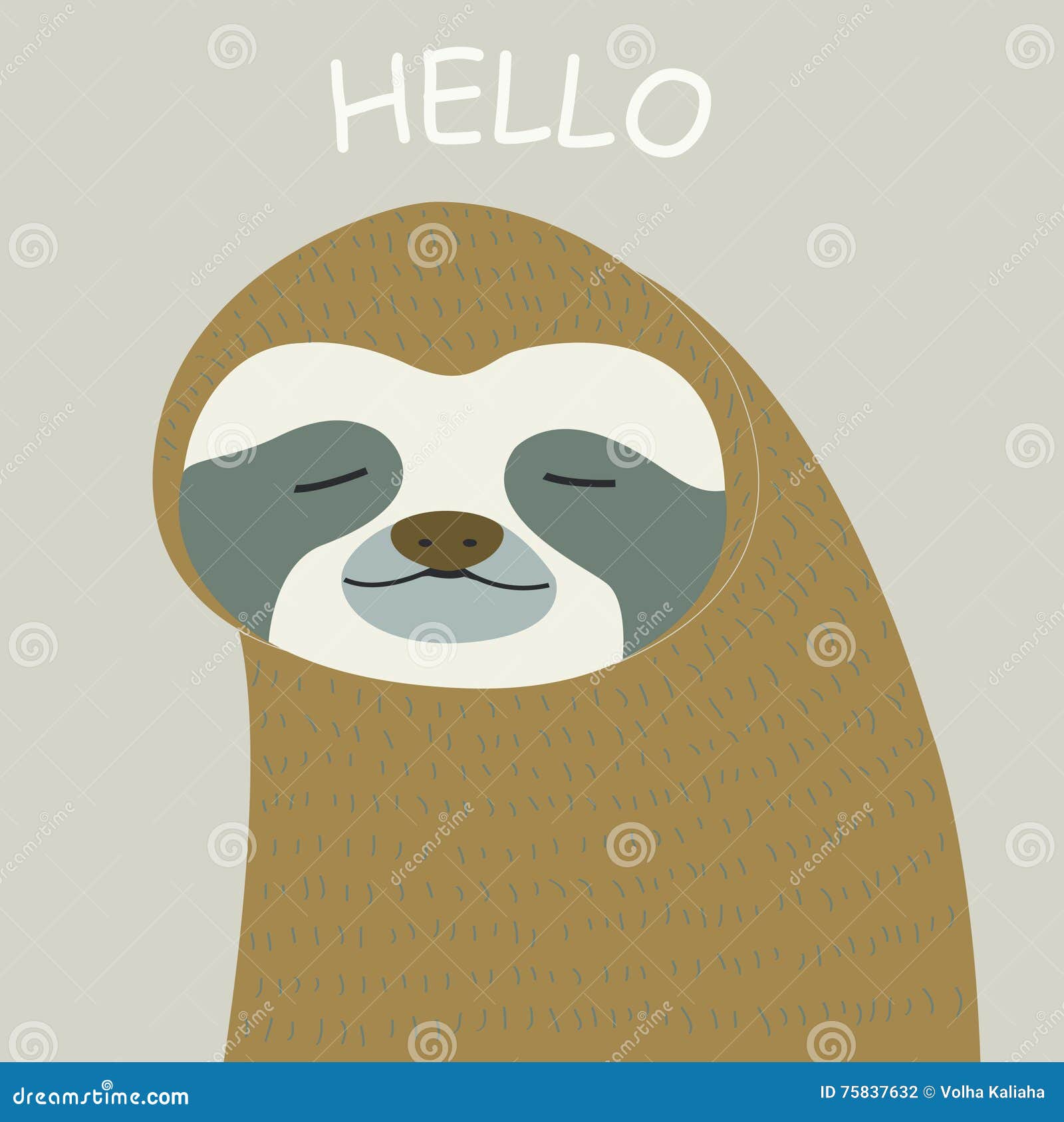Hello sloth stock vector. Illustration of book, baby - 75837632