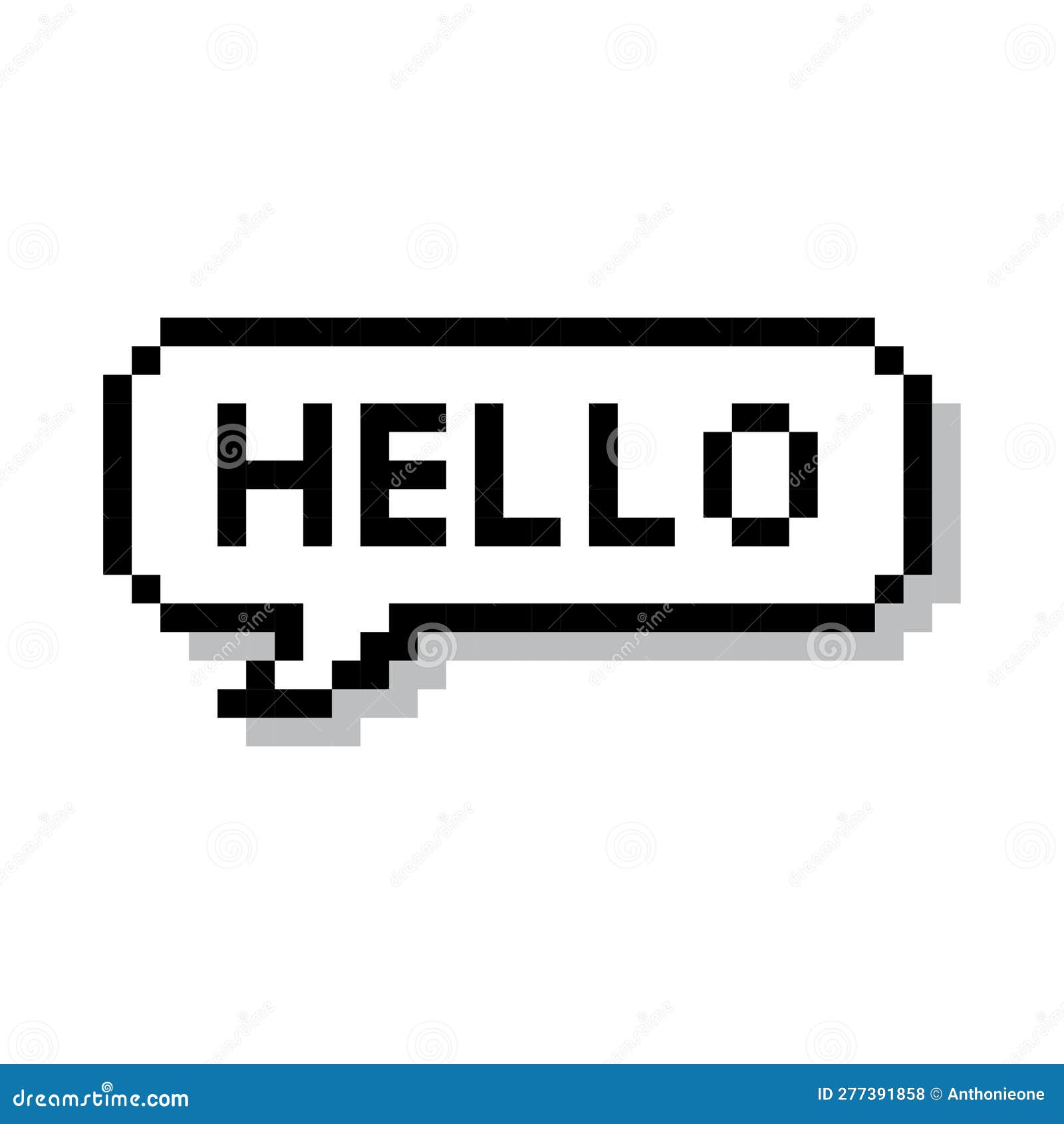 Hello In Speech Bubble 8-bit Pixel Art On White Background Vector ...