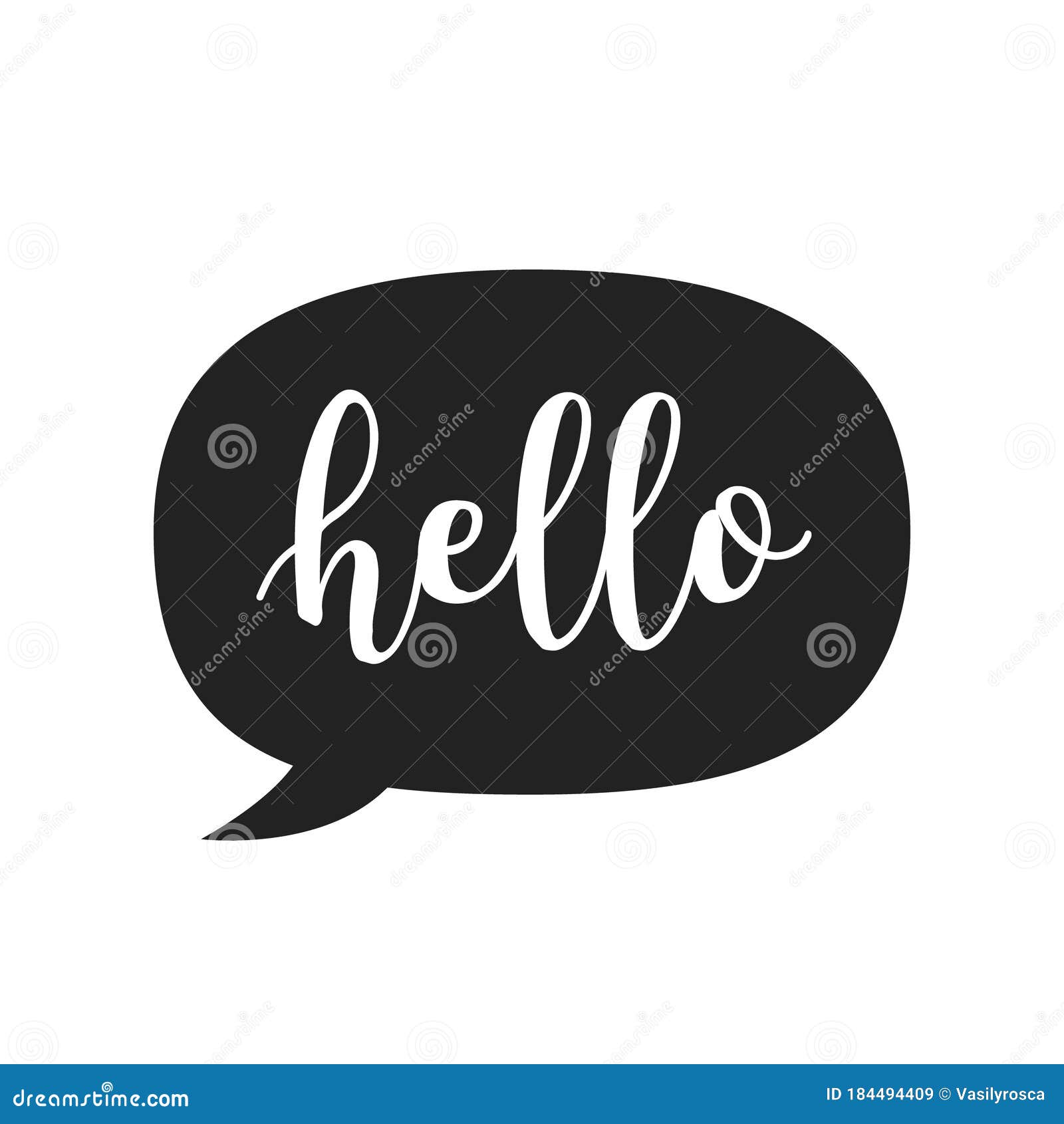 Hello Speech Bubble Icon. Hand Drawn Scandinavian Doodle Cool Helo Sign ...