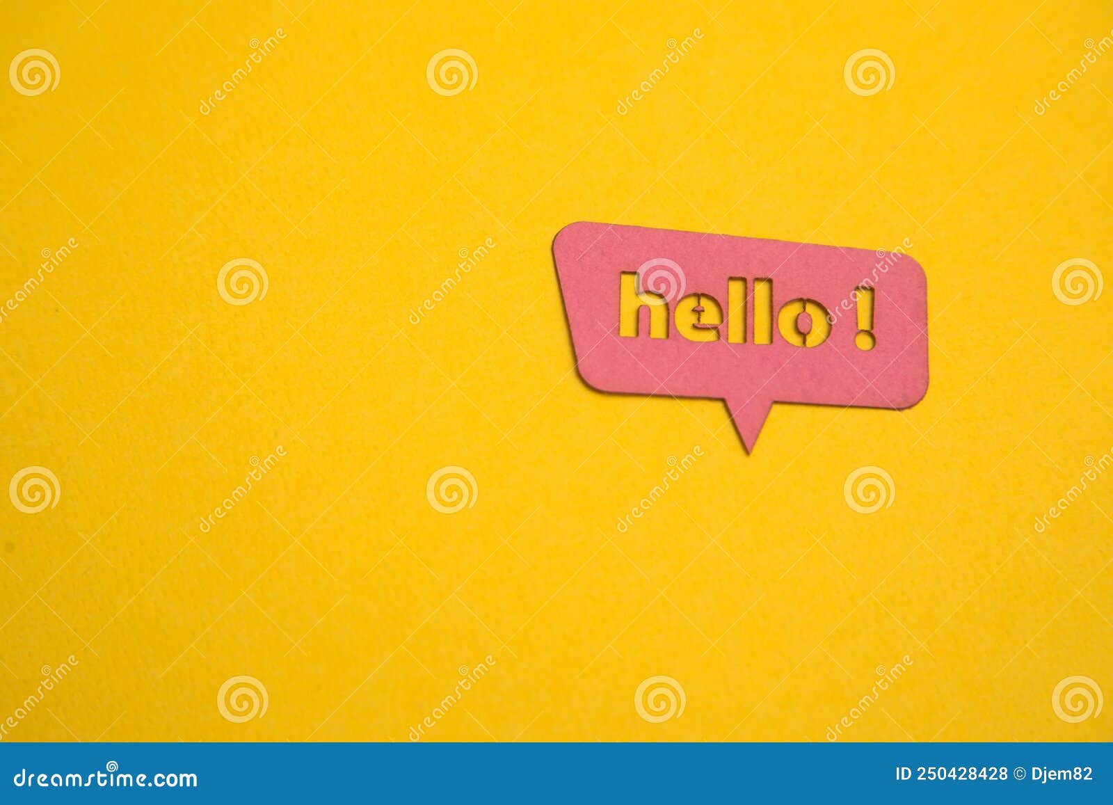 Hello Speech Bubble on the Yellow Background. Stock Photo - Image of ...