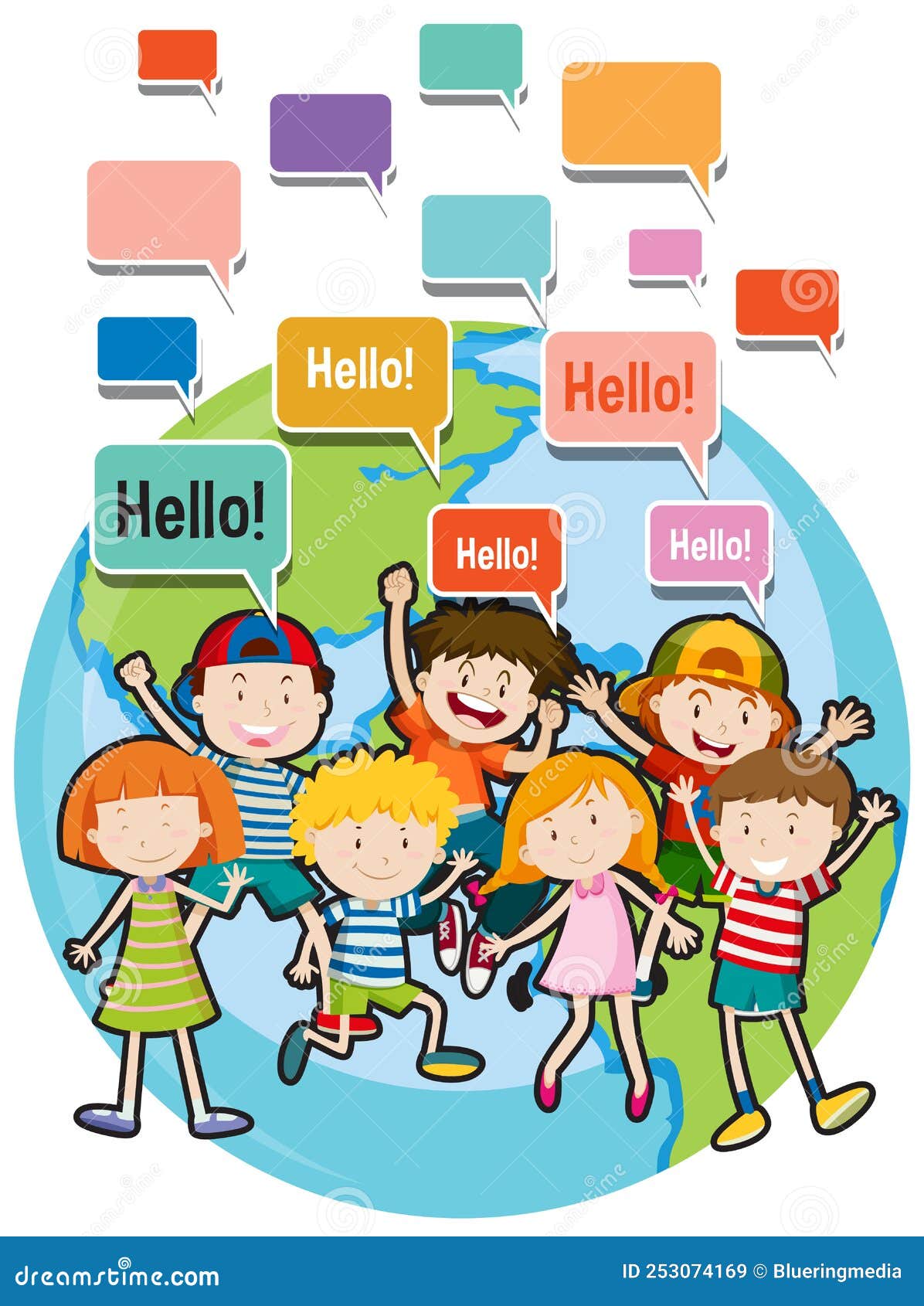 Hello Speech Bubbles with Cartoon Character Stock Vector - Illustration ... Hello Speech Bubbles with Cartoon Character Stock Vector - Illustration ...