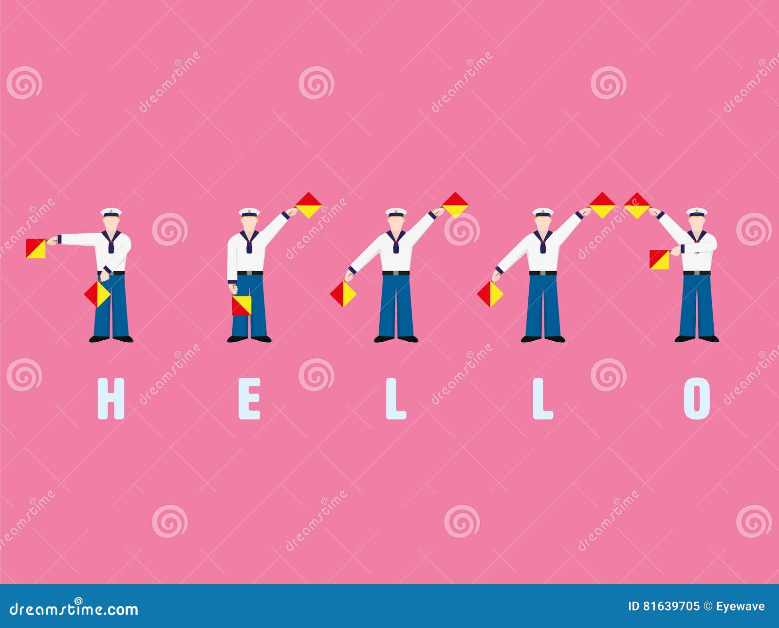 Hello Spelled with Flag Semaphore Alphabet Stock Vector - Illustration ...