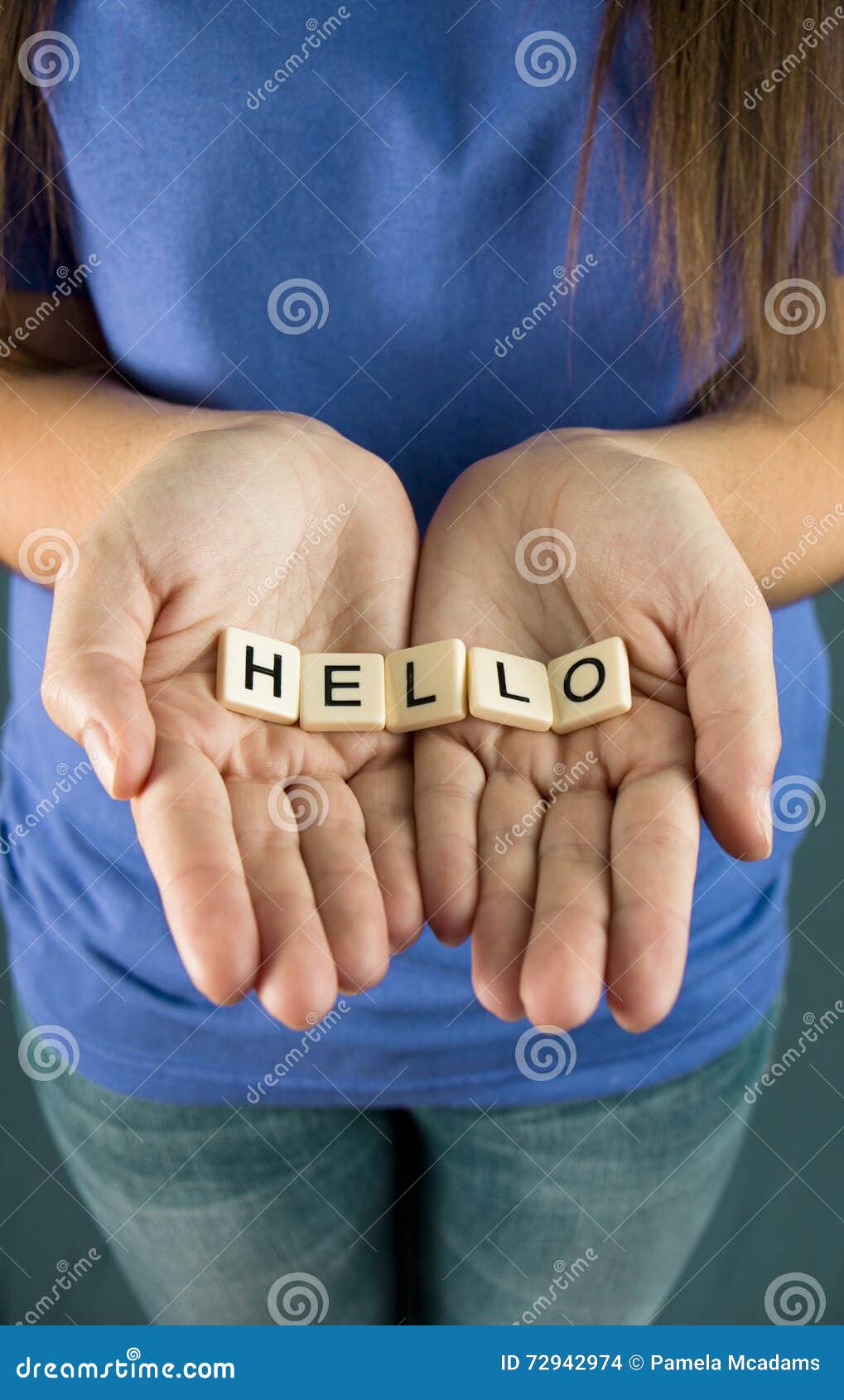 Hello Spelled in Tiles stock photo. Image of teenager - 72942974
