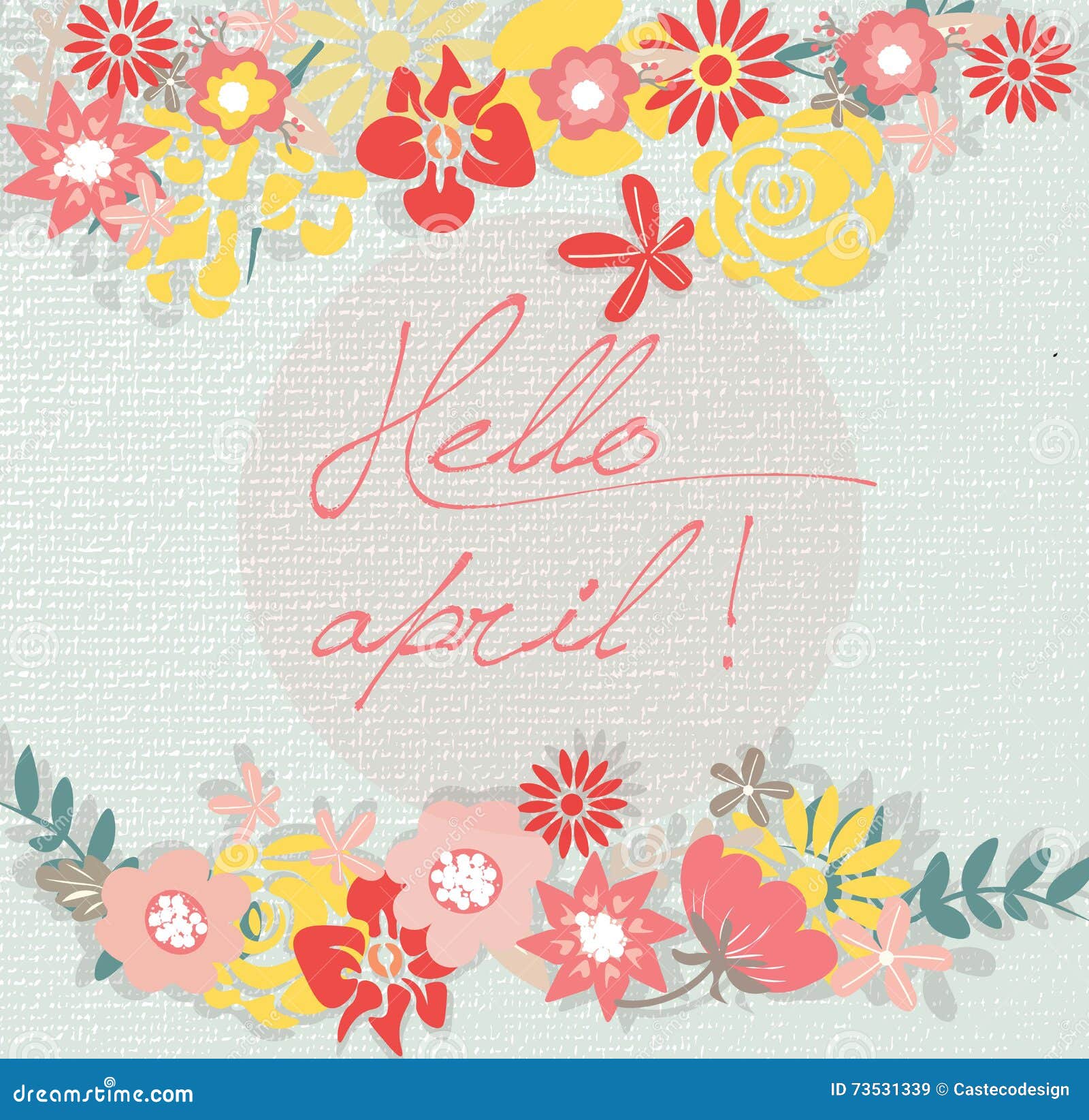 Hello Spring April card stock vector. Illustration of green - 73531339