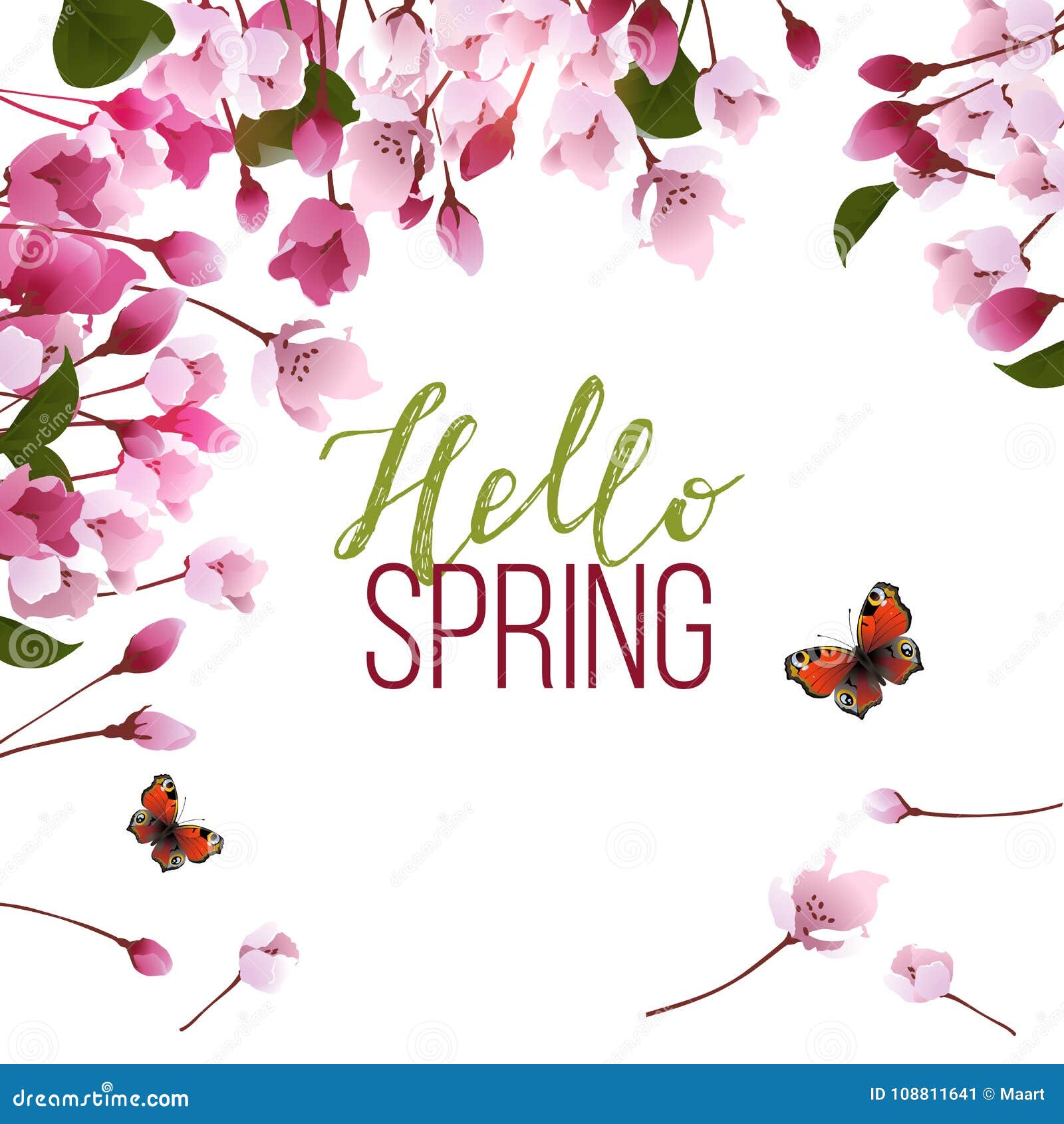Hello spring background stock vector. Illustration of closeup - 108811641