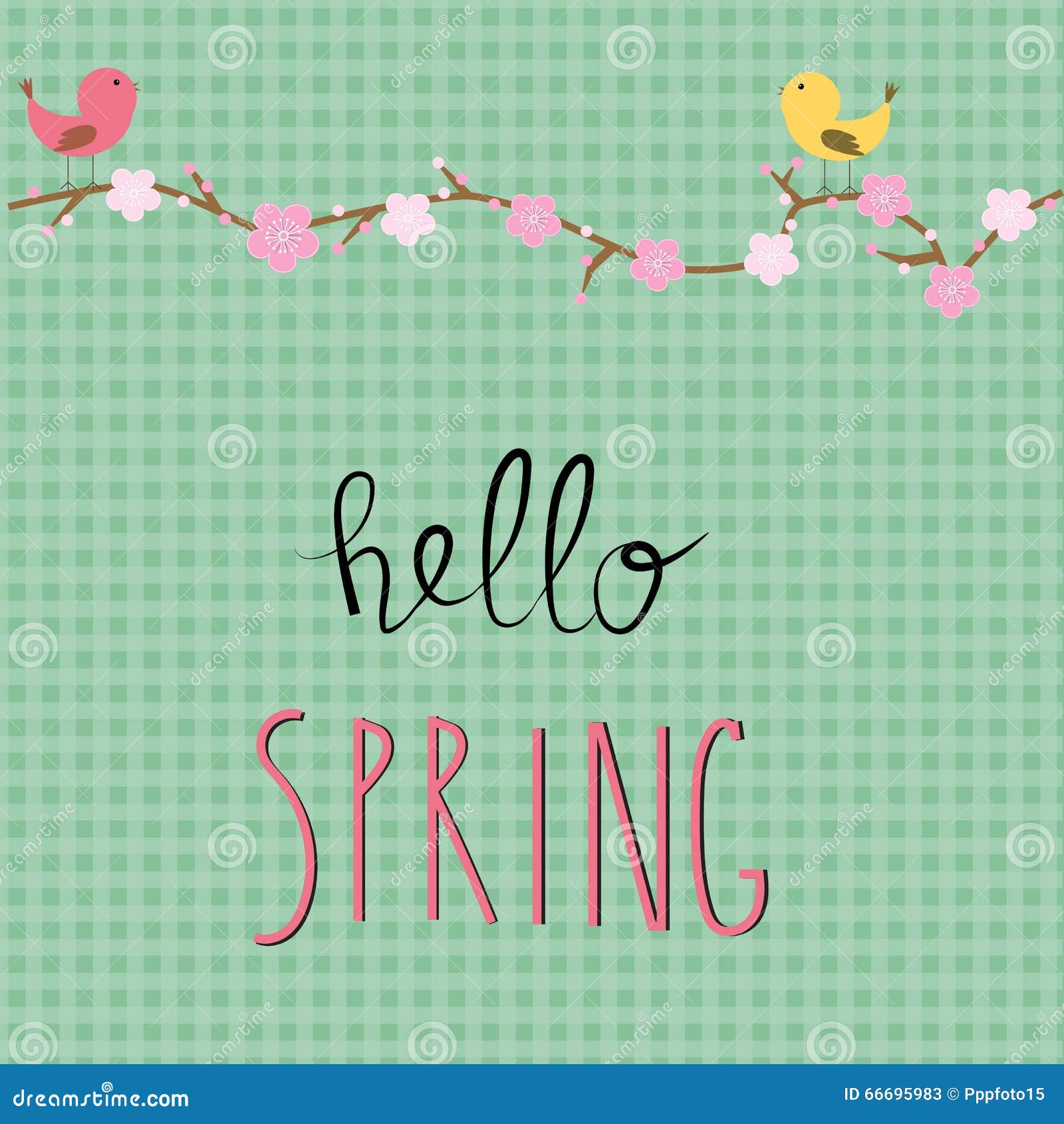 Hello Spring Background with Cherry Blossom Flowers.Illustration EPS10 ...