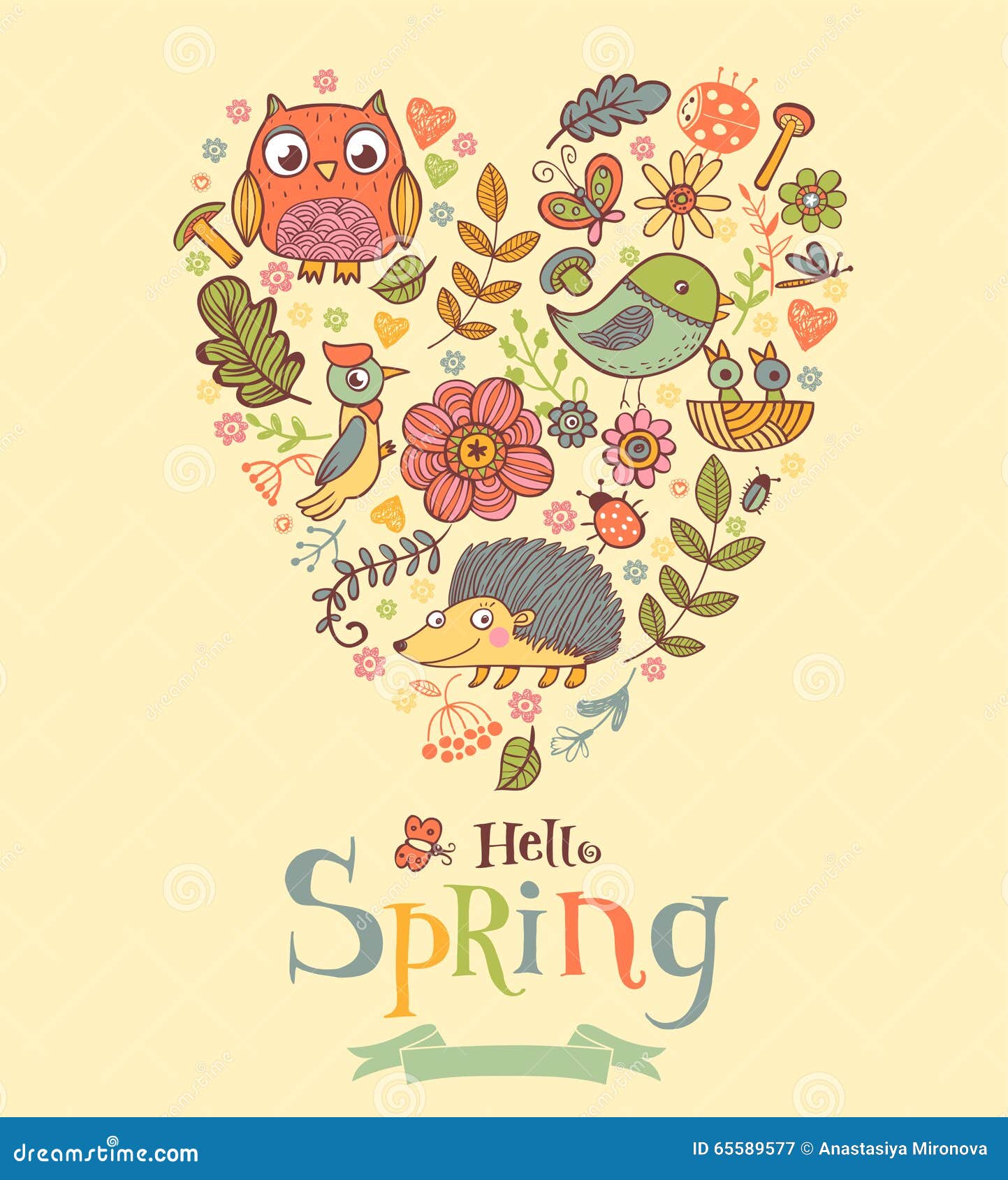 Hello Spring Banner in Doodle Style Stock Vector - Illustration of ...