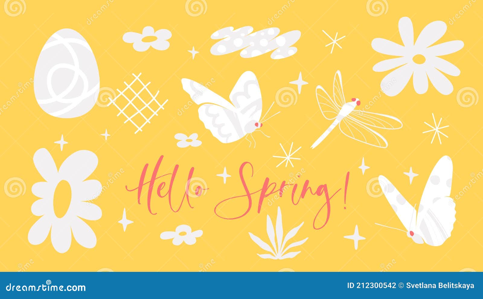 Hello Spring Banner Template Stock Vector - Illustration of text ...