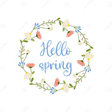 Hello Spring,blue Background,frame Colors White Isolated Background ...