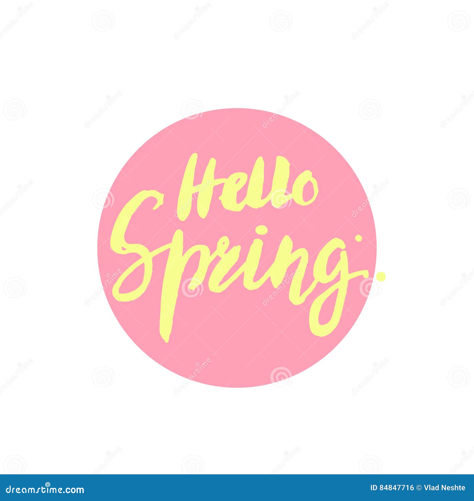 Hello Spring Brush Lettering Handdrawn Stock Vector - Illustration of ...