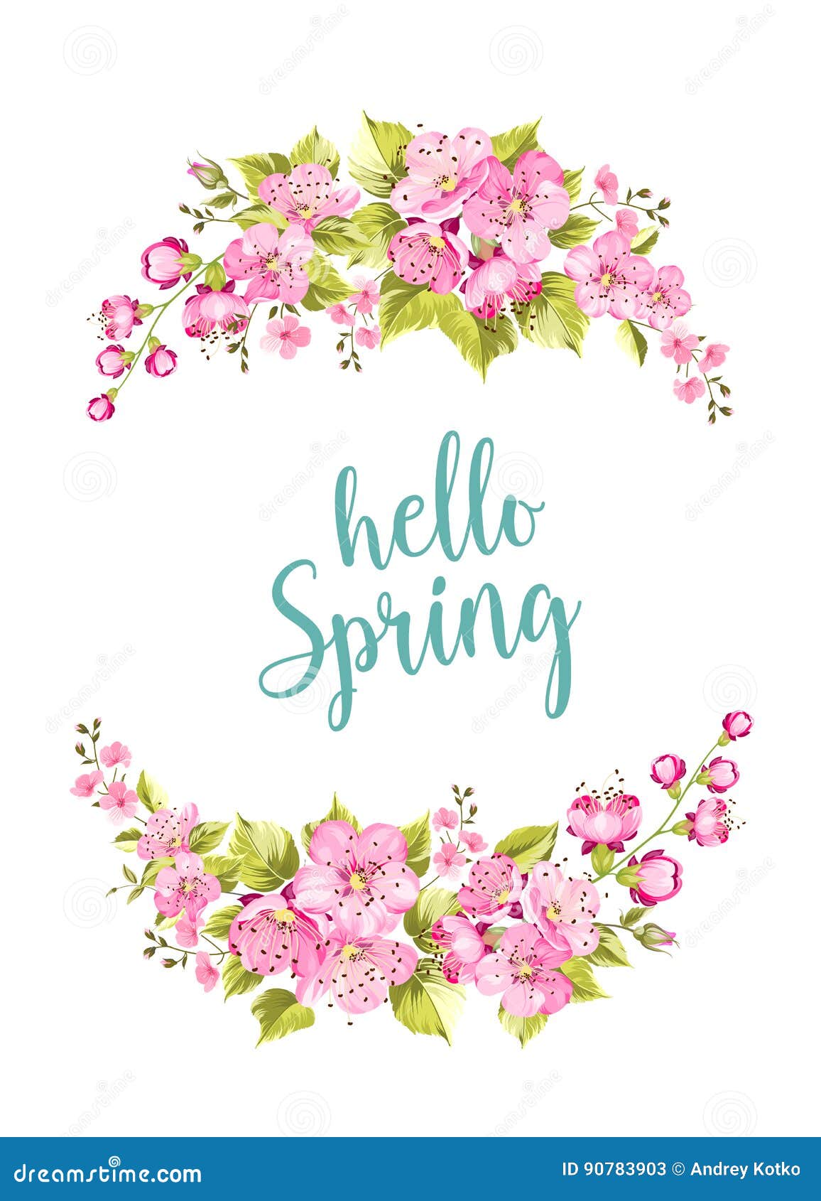 Hello Spring Card. stock vector. Illustration of floral - 90783903