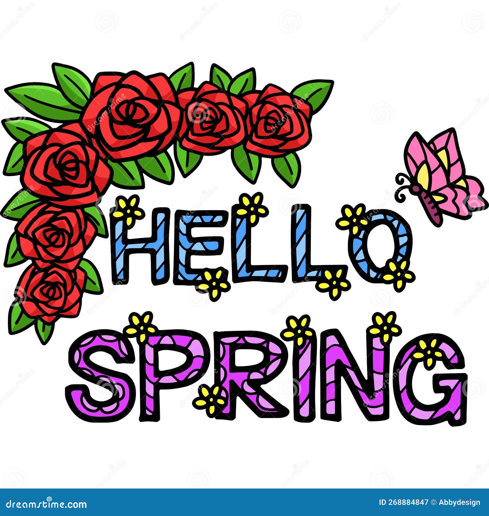 Hello Spring Cartoon Colored Clipart Illustration Stock Vector ...