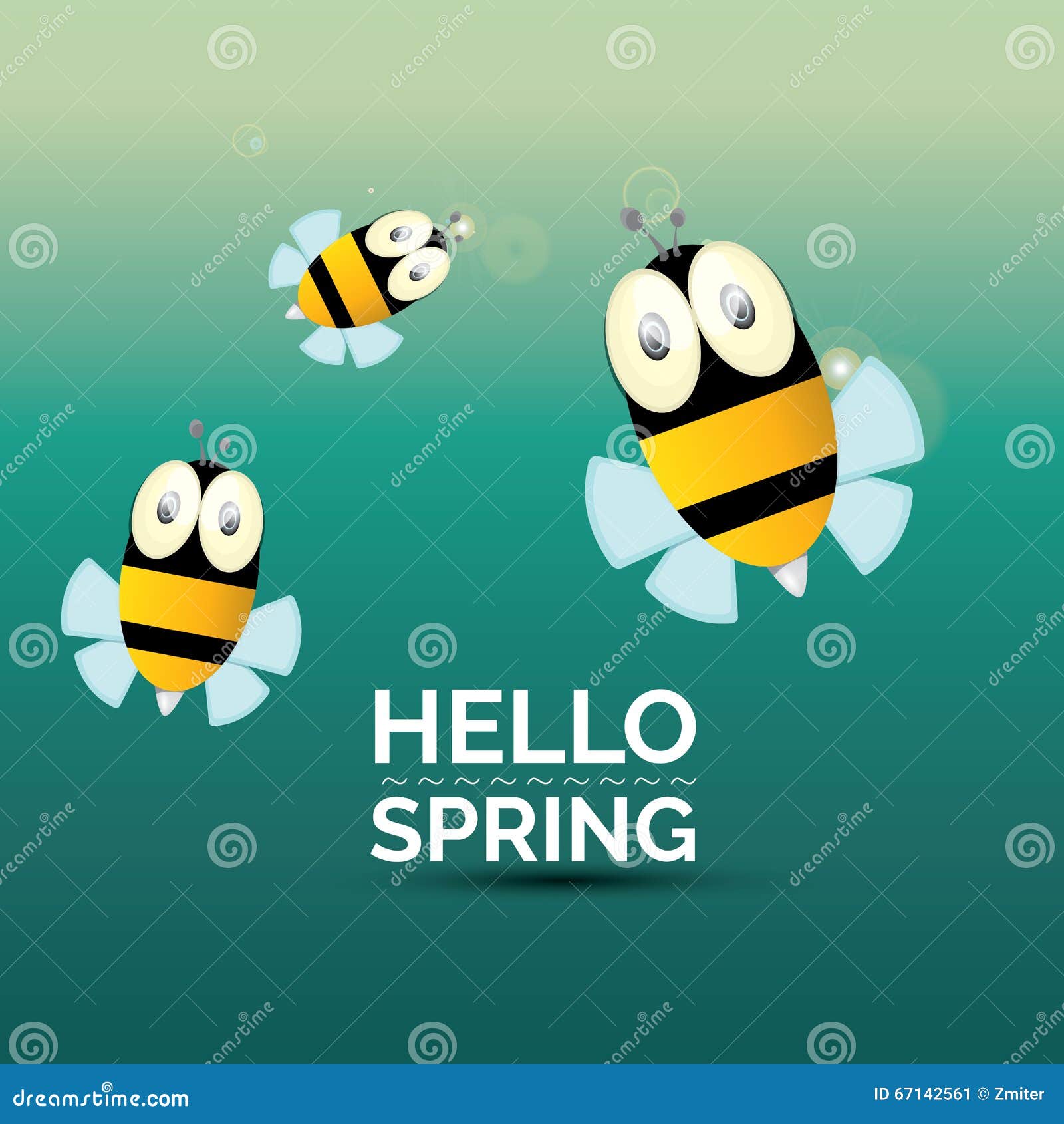 Hello Spring . Cartoon Cute Bright Baby Bee Icon Stock Vector ...