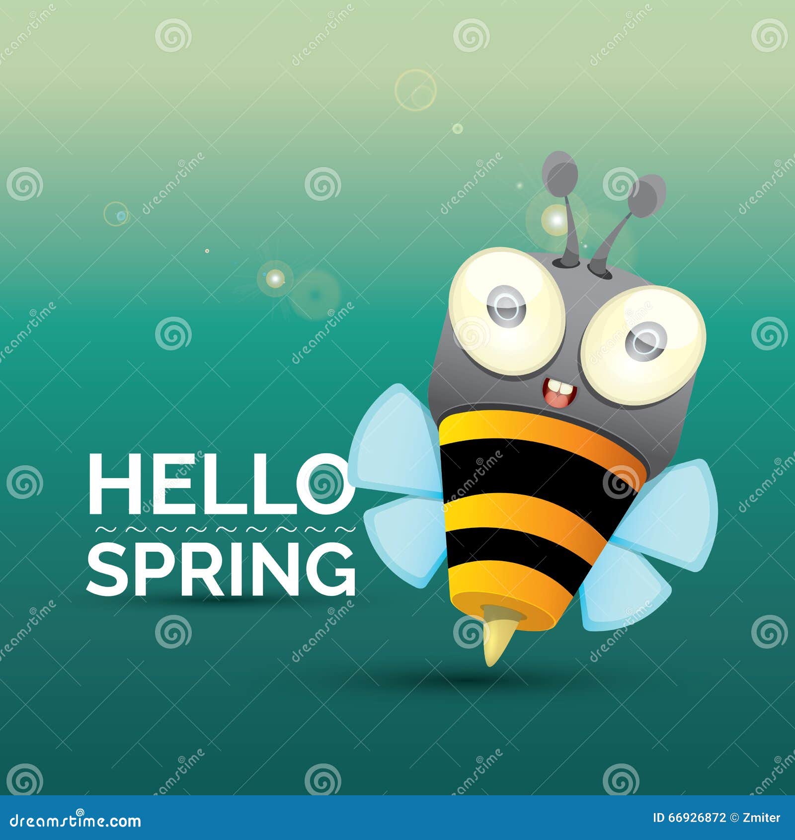 Hello Spring . Cartoon Cute Bright Baby Bee Stock Vector - Illustration ...