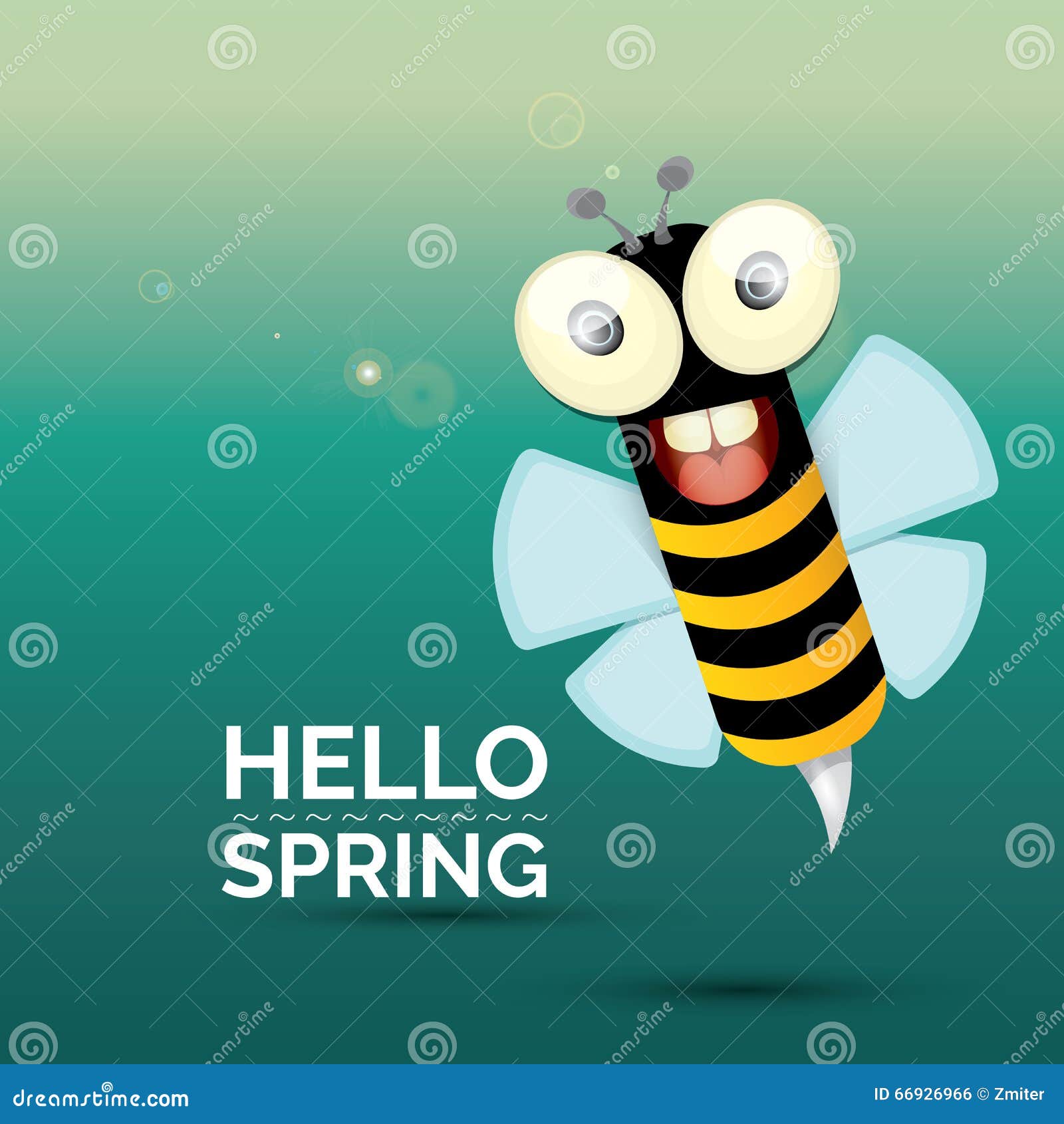 Hello Spring . Cartoon Cute Bright Baby Bee Stock Vector - Illustration ...