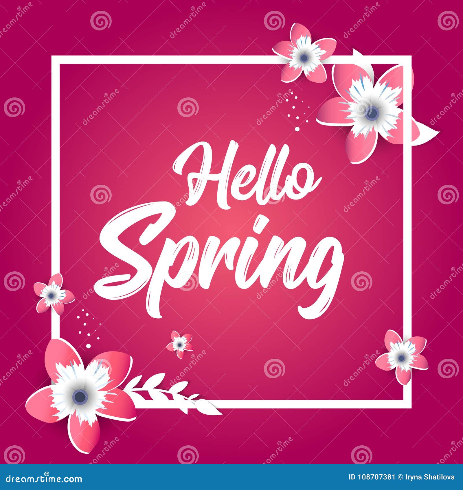 Hello Spring Concept Banner with Flowers Stock Vector - Illustration of ...