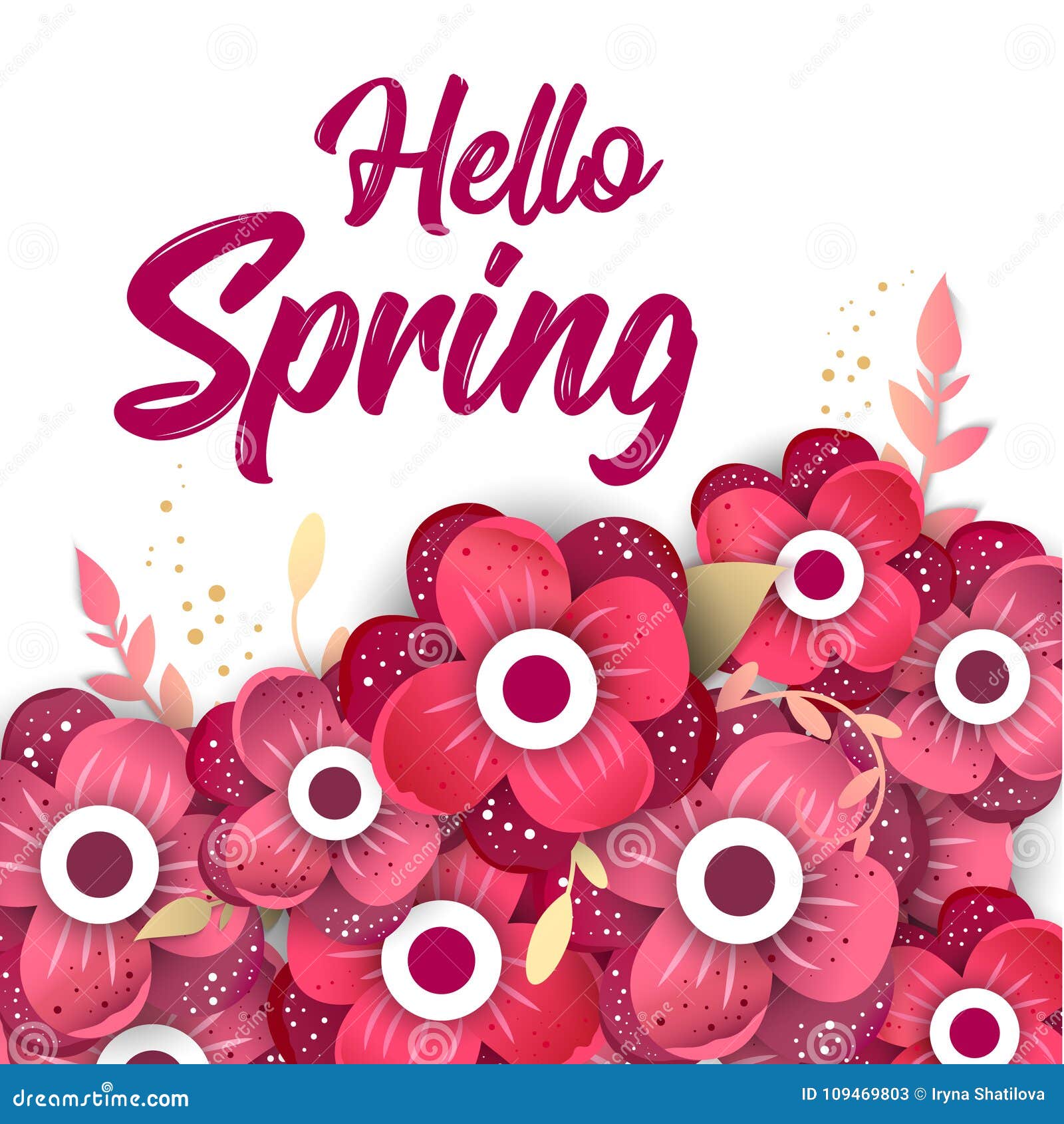 Hello Spring Concept Banner with Flowers Stock Vector - Illustration of ...