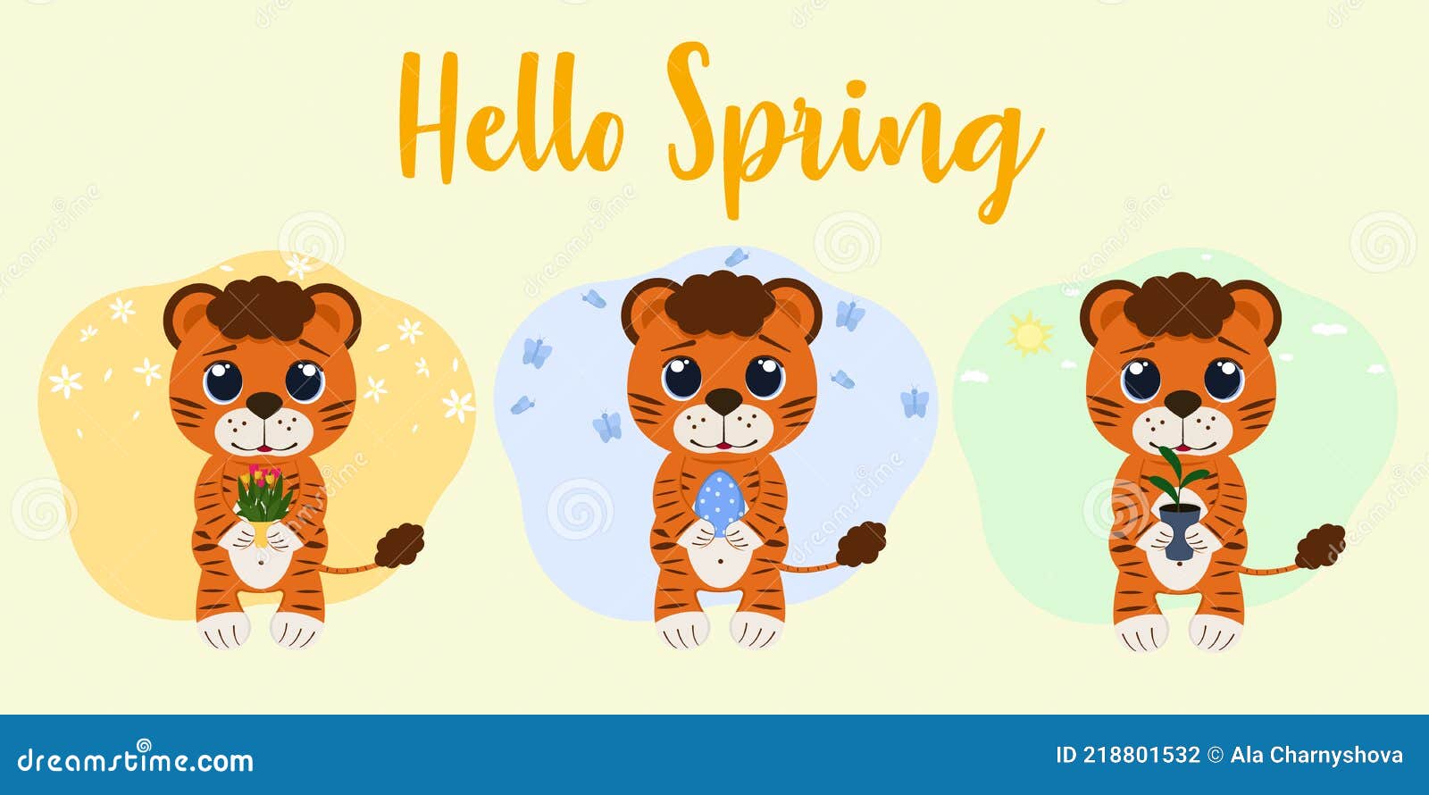 Hello Spring 2022 Concept. Lion Cubs from the Spring Months Stock ...